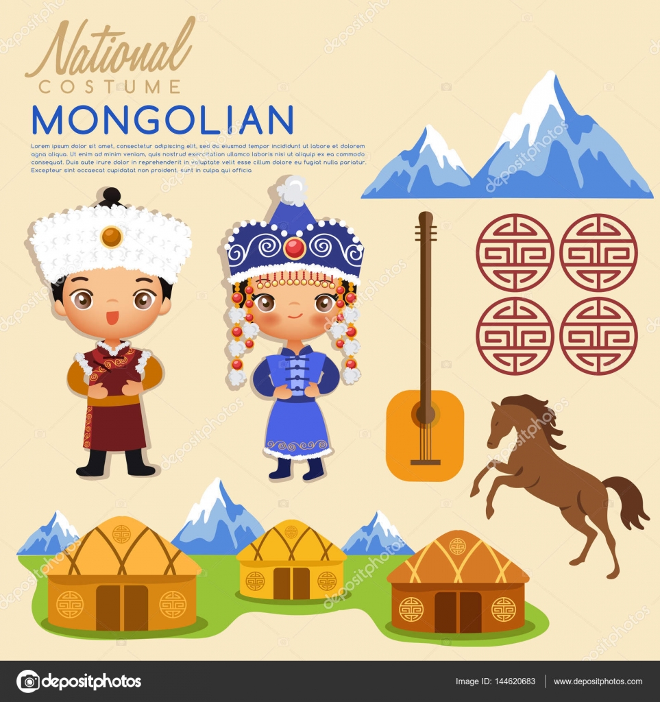Mongolian traditional costumes : Vector Illustration Stock Vector Image ...