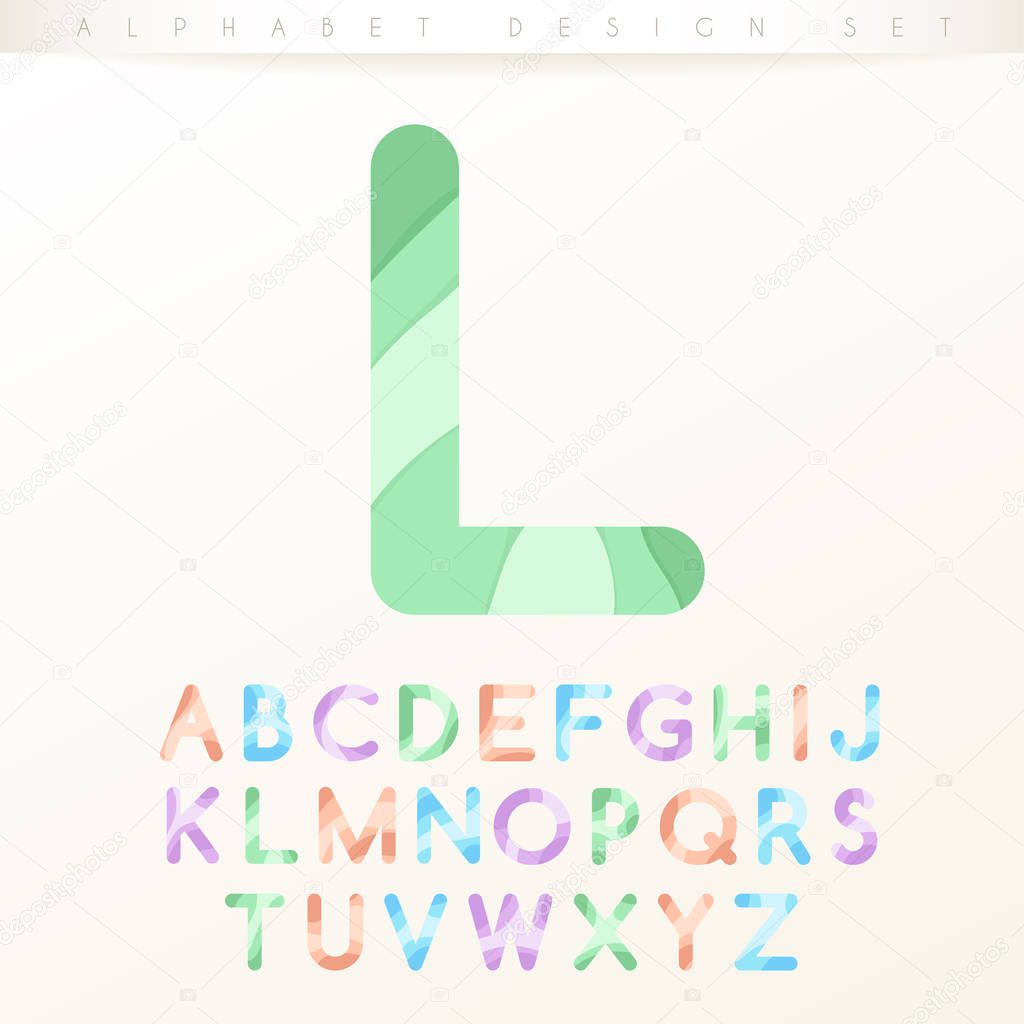 Conjunto de alfabetos coloridos modernos sobre fondo blanco ...