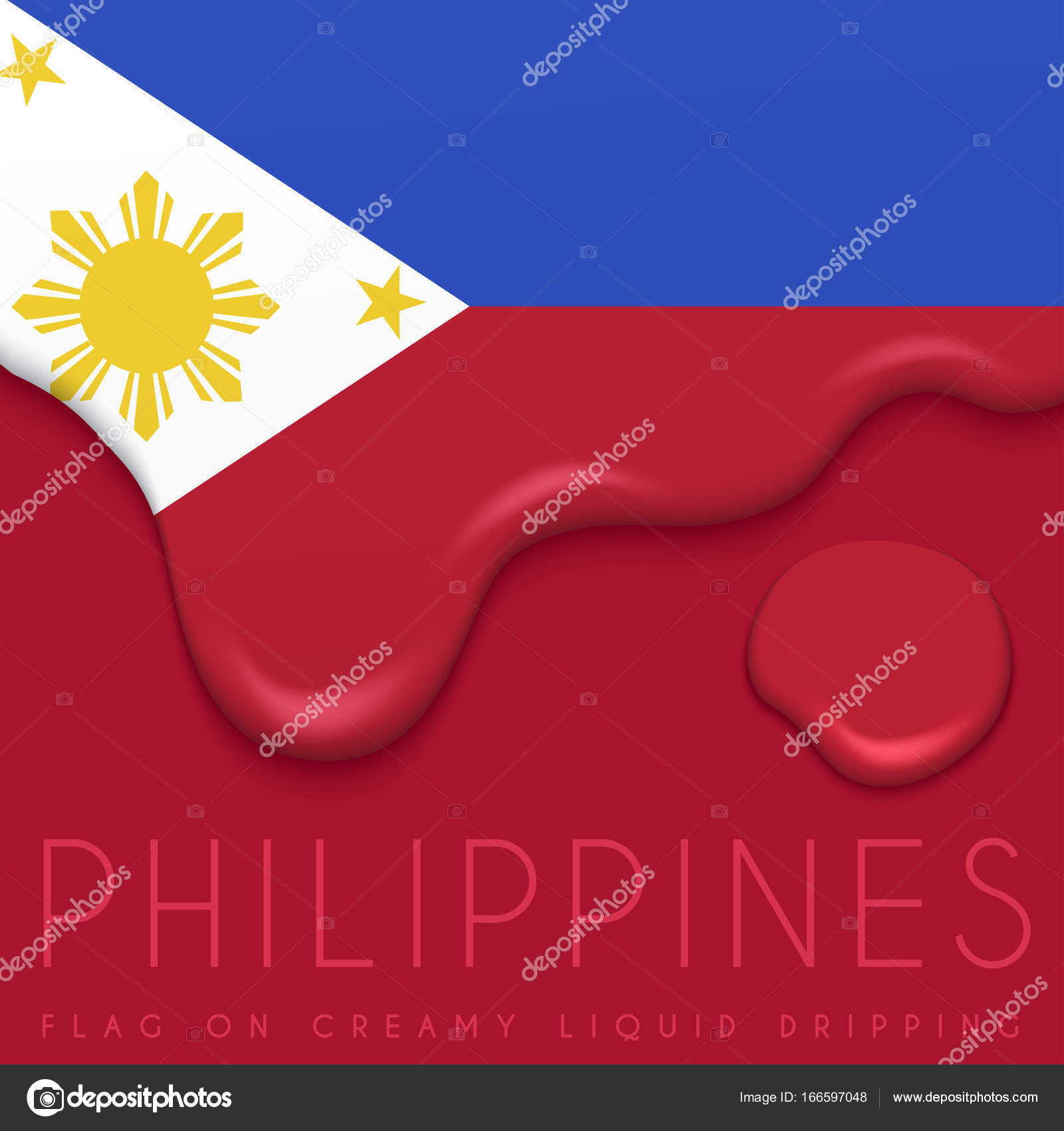 Bandera de Filipinas sobre goteo líquido Vector de stock #166597048 de ...