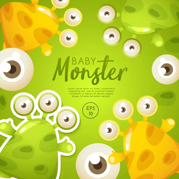 Cute monsters frame Stock Vector by ©daraon 168403938