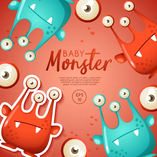 Cute monsters frame Stock Vector by ©daraon 168403936