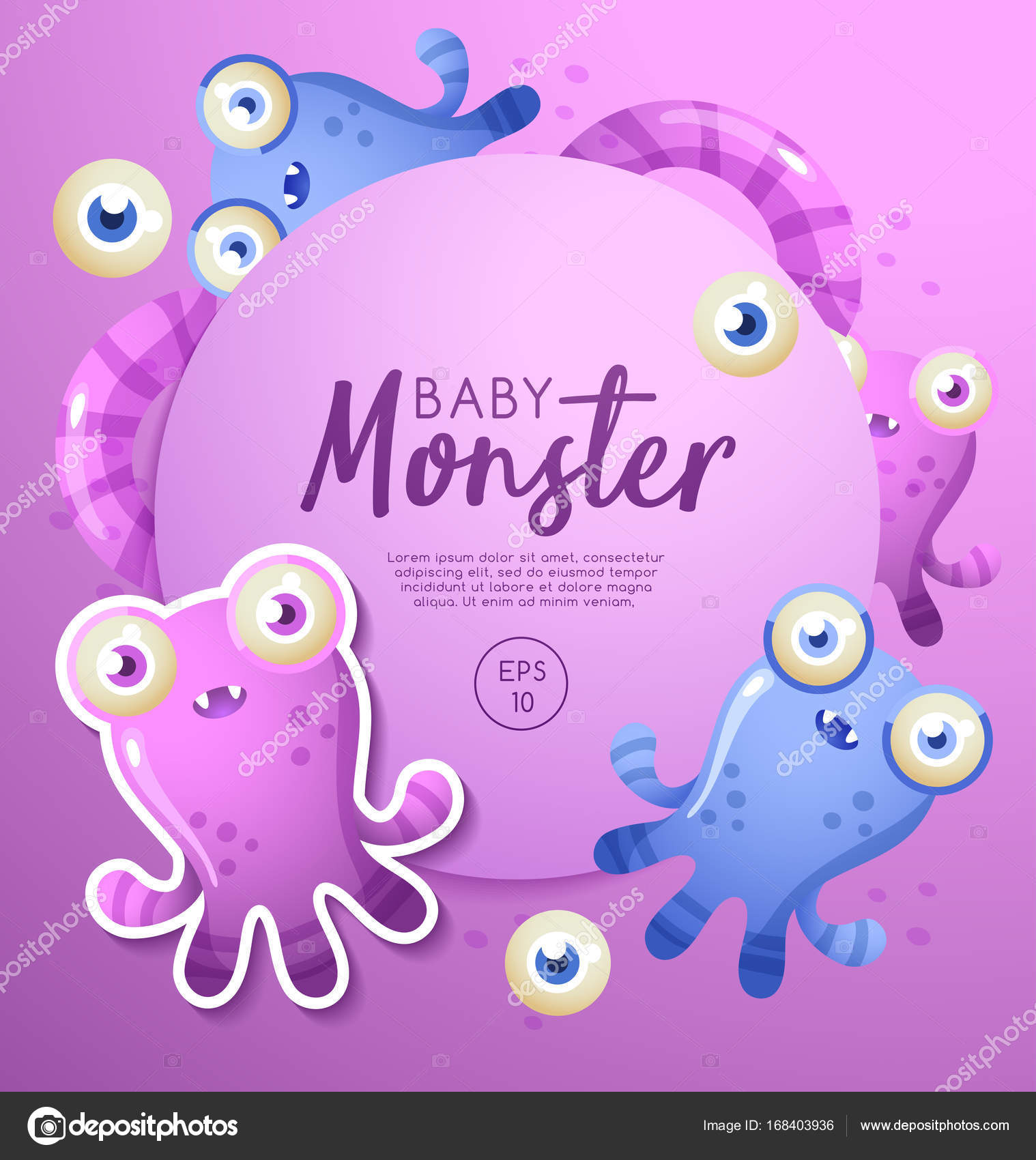 Cute monsters frame Stock Vector by ©daraon 168403936