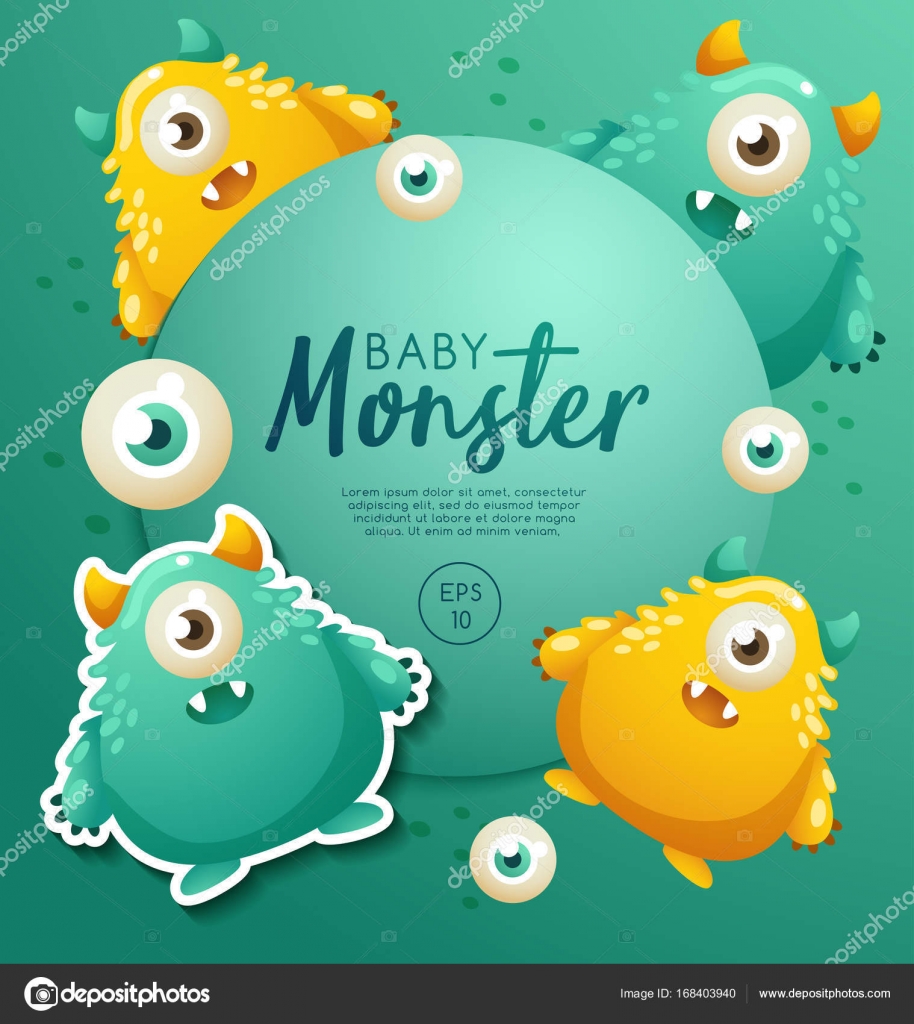 Cute monsters frame Stock Vector by ©daraon 168403940