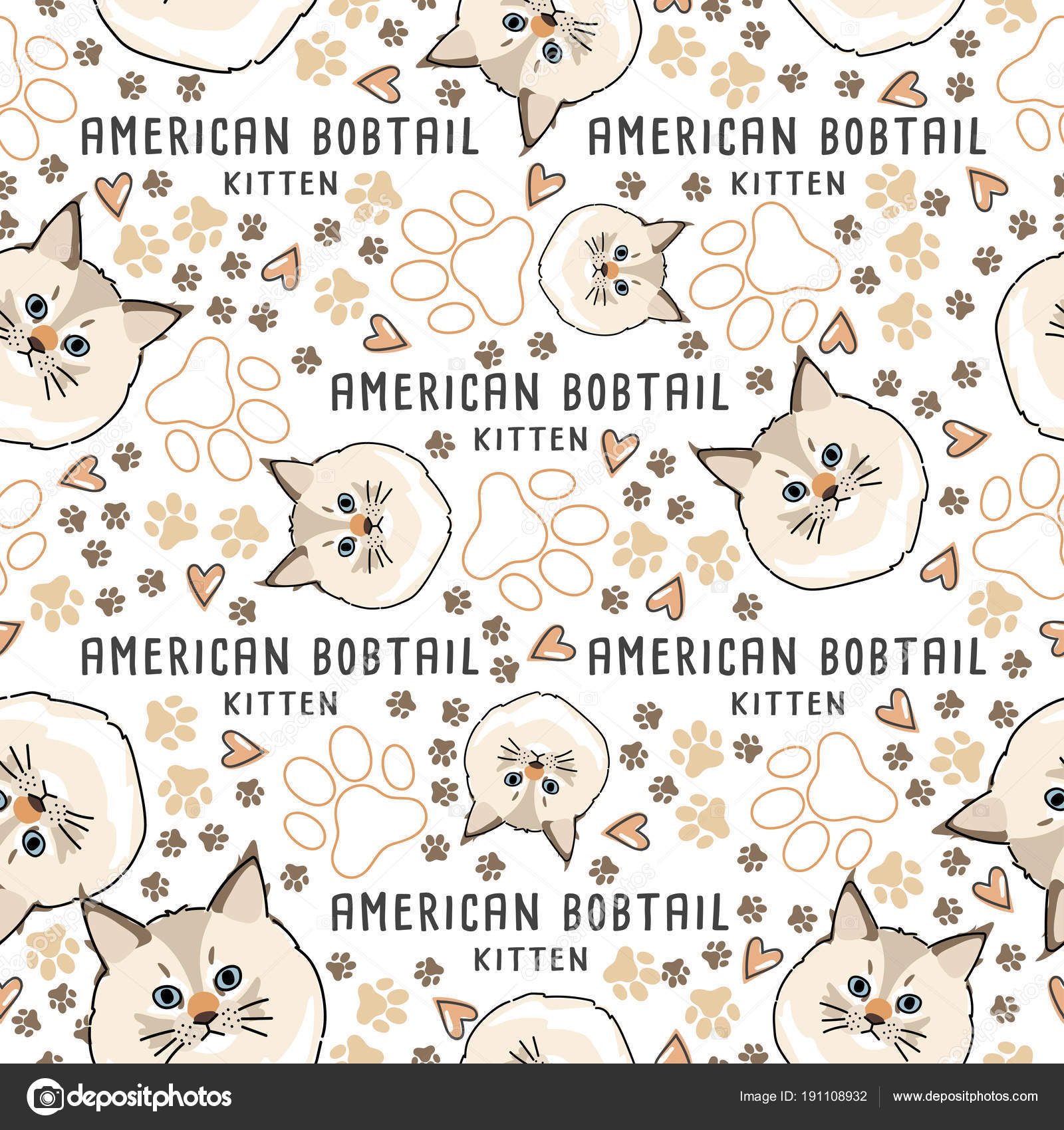 Cat Breed Collection Seamless Pattern Vector Illustration Stock Vector ...