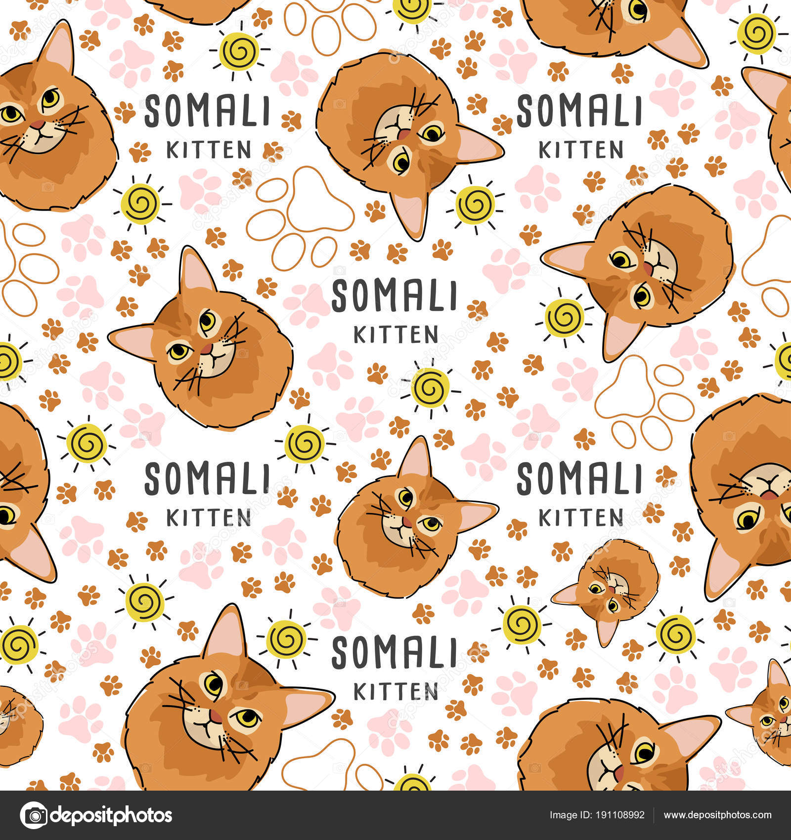Cat Breed Collection Seamless Pattern Vector Illustration Stock Vector ...
