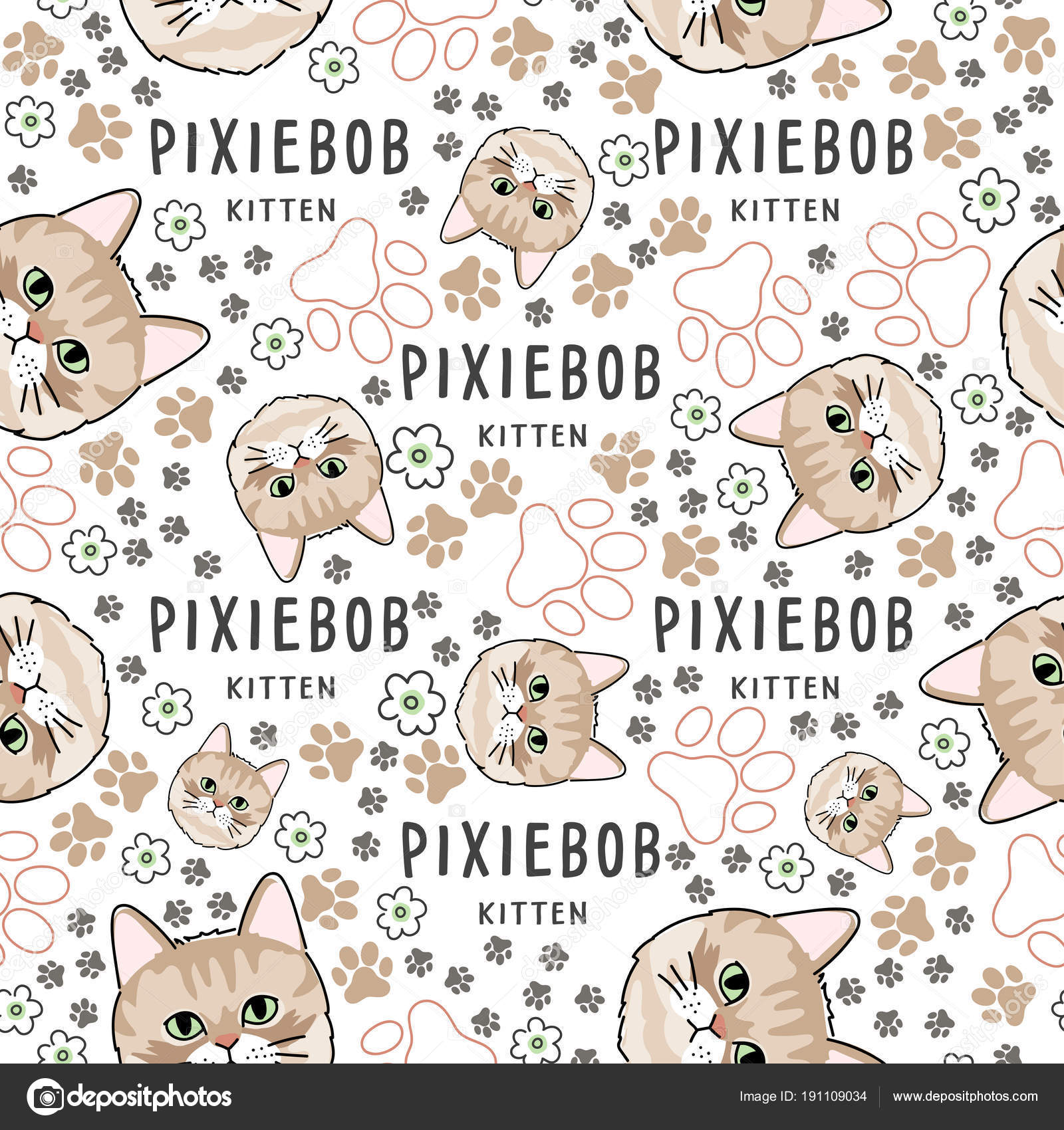 Cat Breed Collection Seamless Pattern Vector Illustration Stock Vector ...