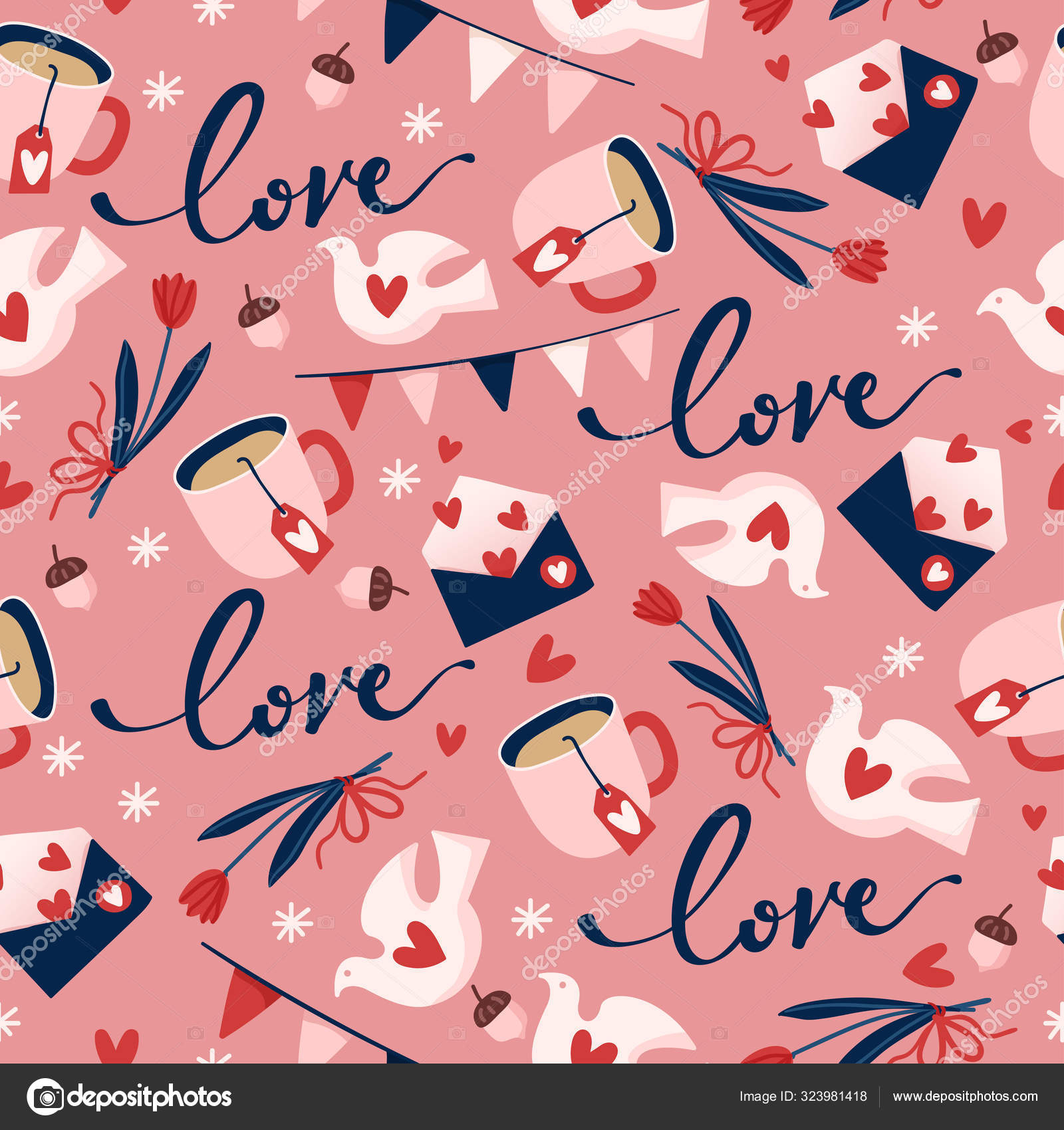 Card Template Design Valentine's Day Seamless Pattern Vector ...