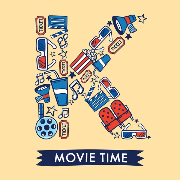 Cinema Alphabet Collection Card Design Cinema Elements Forming Shape ...