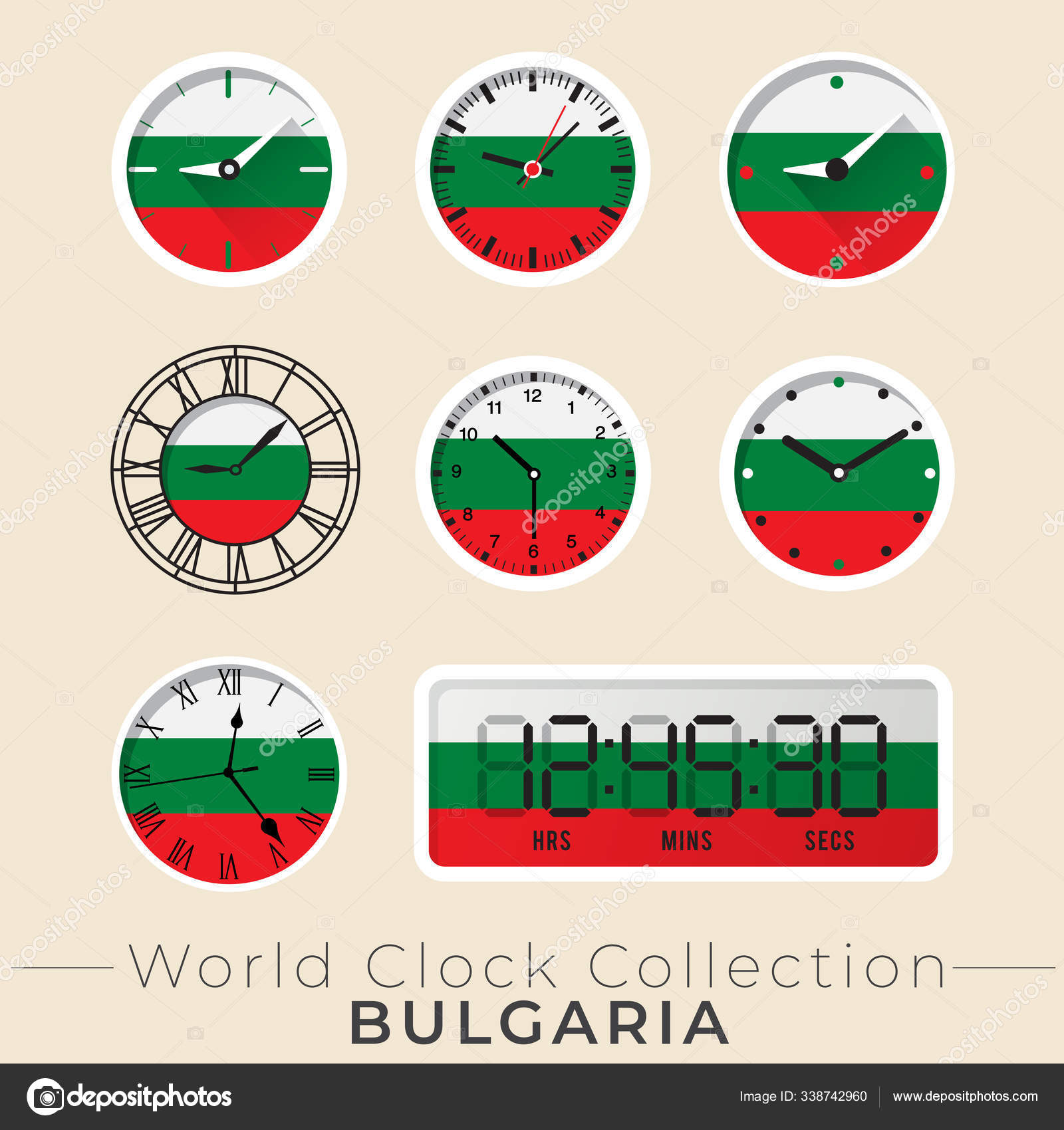 Set National Flag Clock Vector Illustration Stock Vector by ©daraon ...