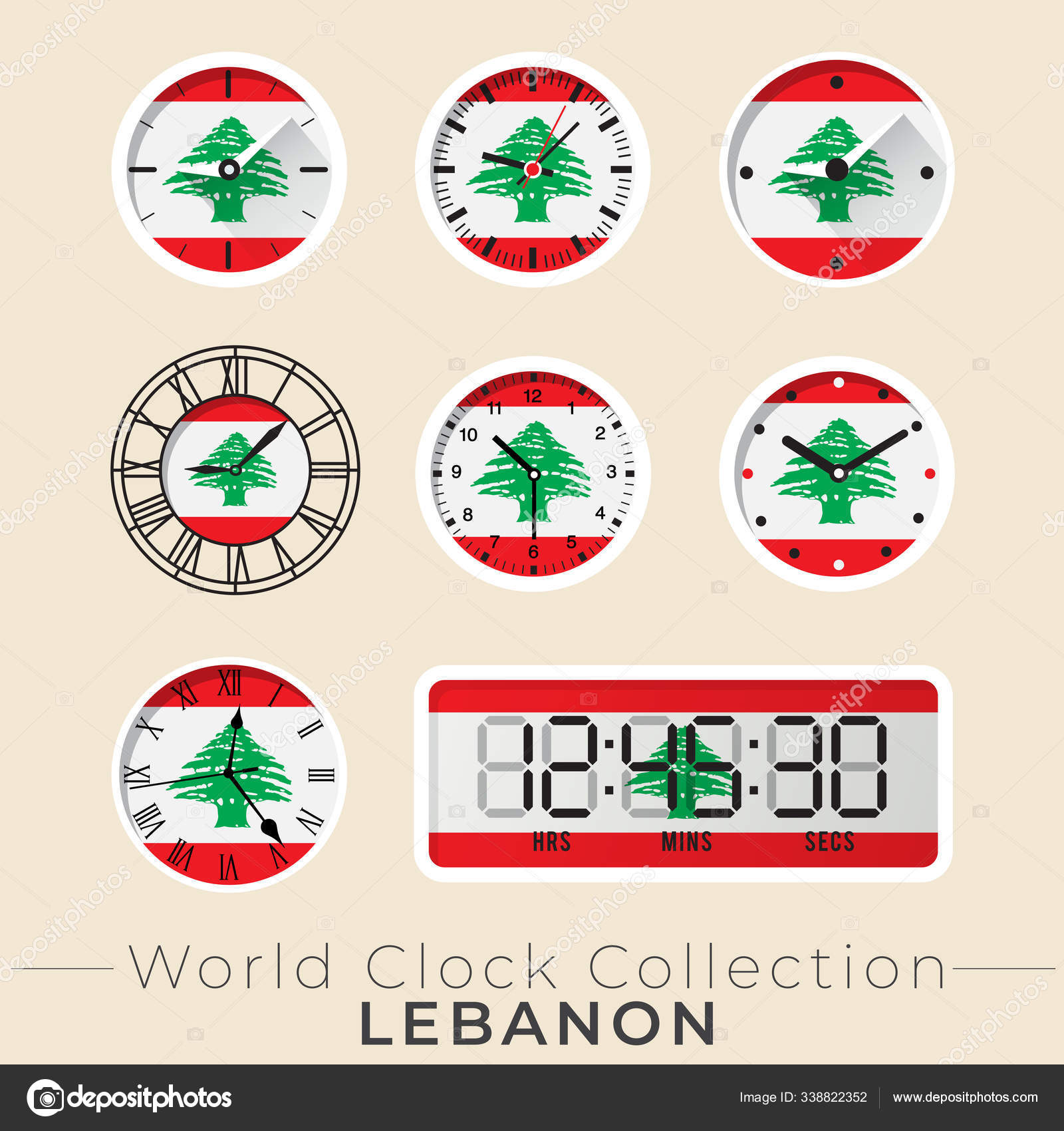 Set National Flag Clock Vector Illustration Stock Vector by ©daraon ...