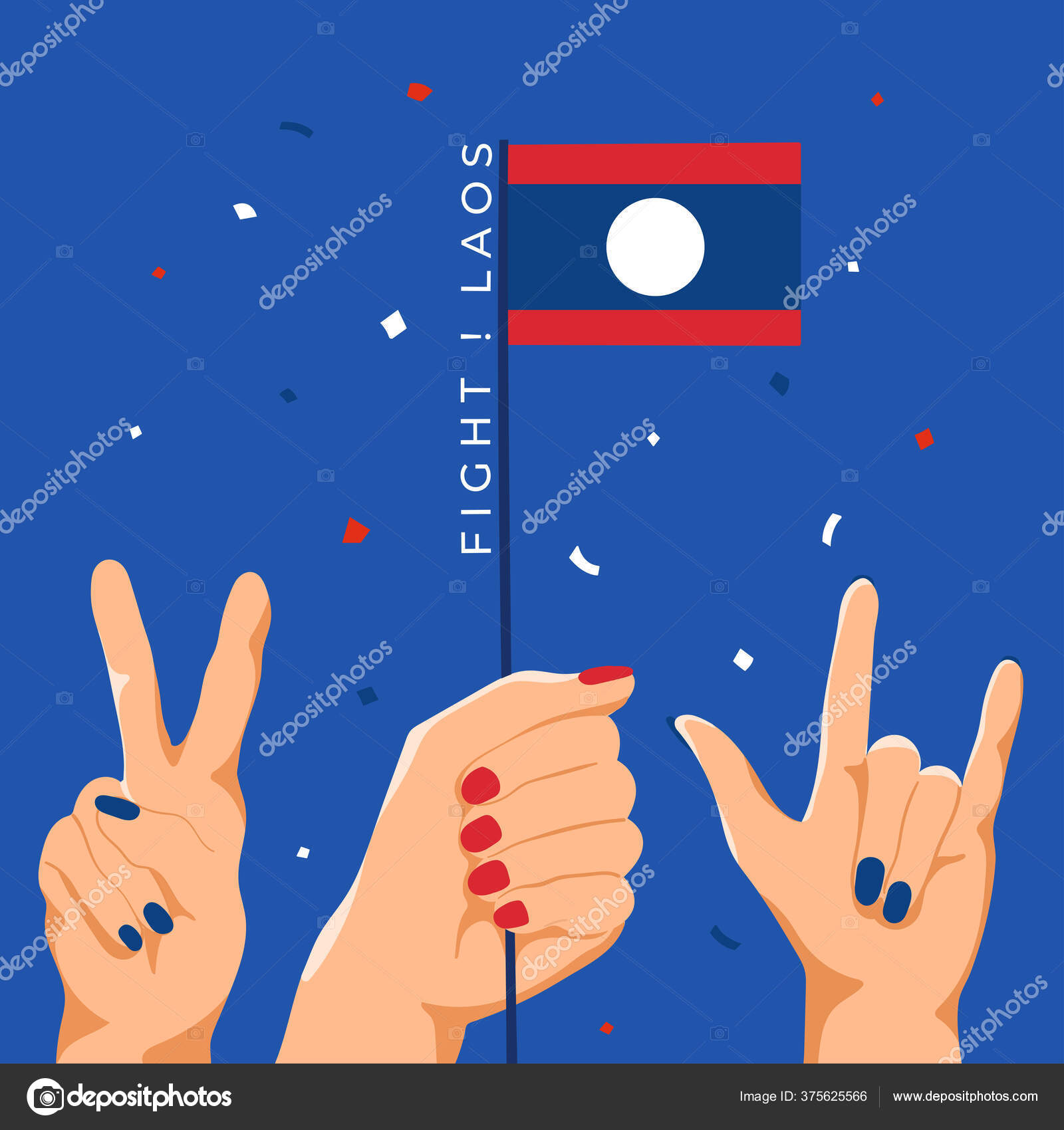 Set Hands Holding National Flag Vector Illustration Stock Illustration