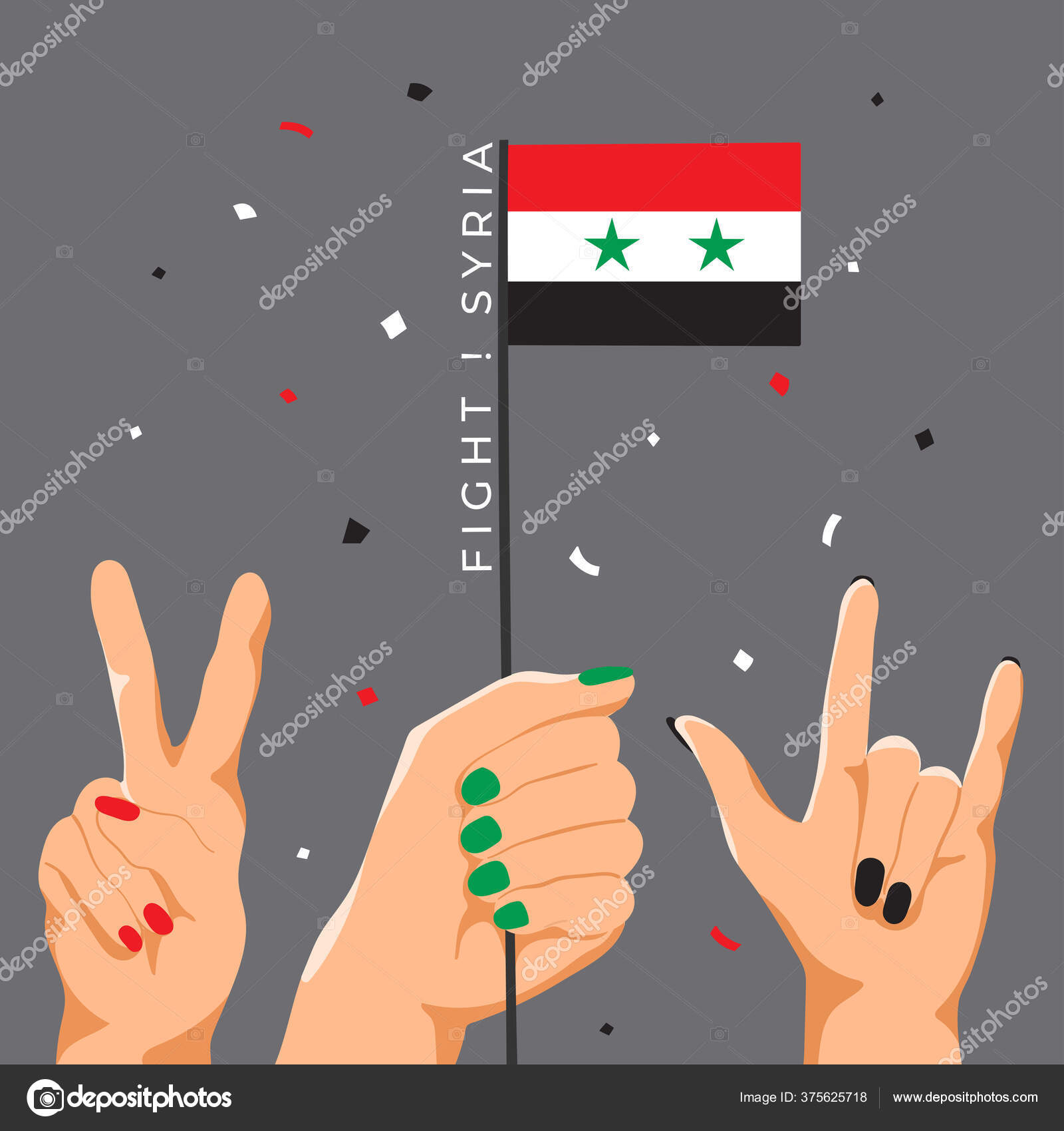 Set Hands Holding National Flag Vector Illustration — Stock Vector
