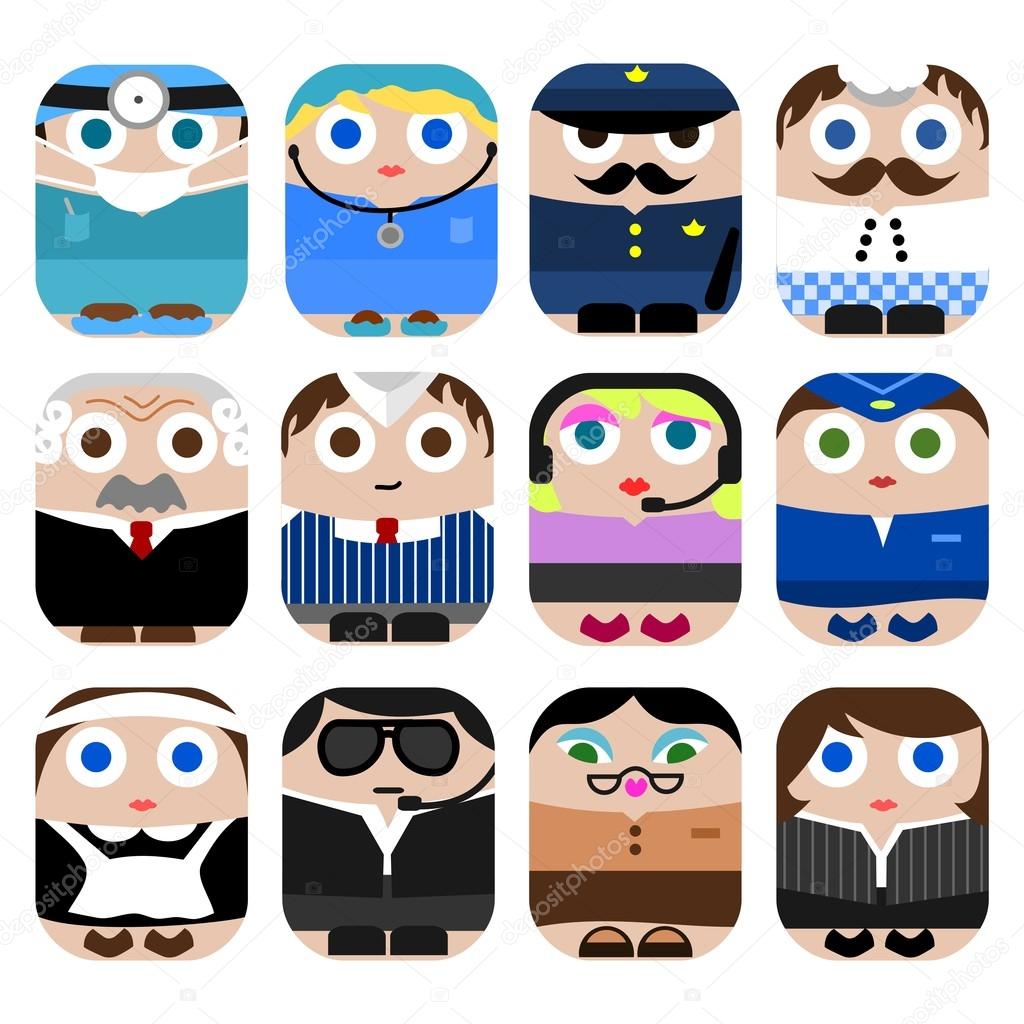Set of cute cartoon profession icon Stock Vector by ©cingisiz 126062072