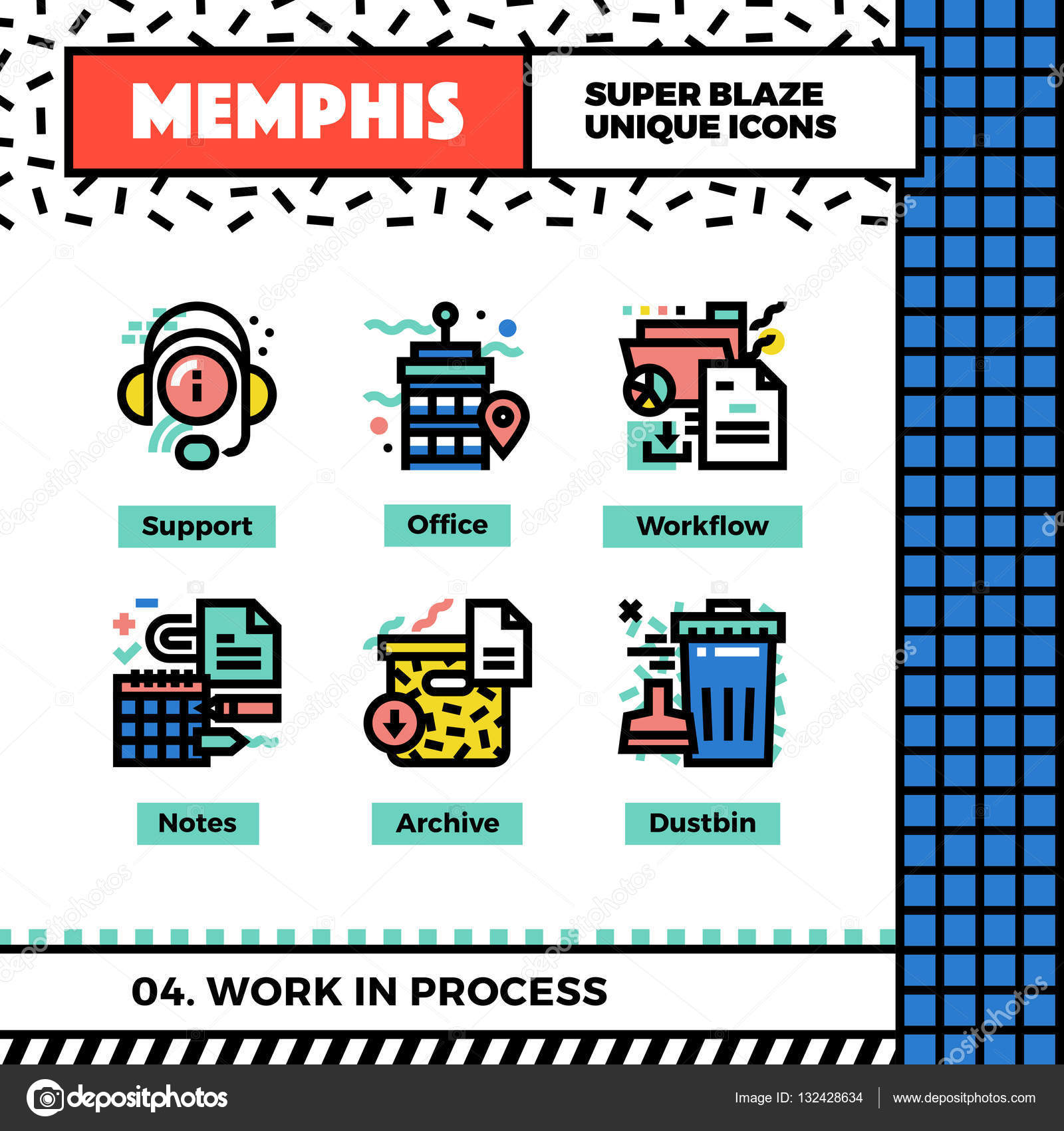 Work In Process Neo Memphis Icon Stock Vector Image by ©bloomua #132428634