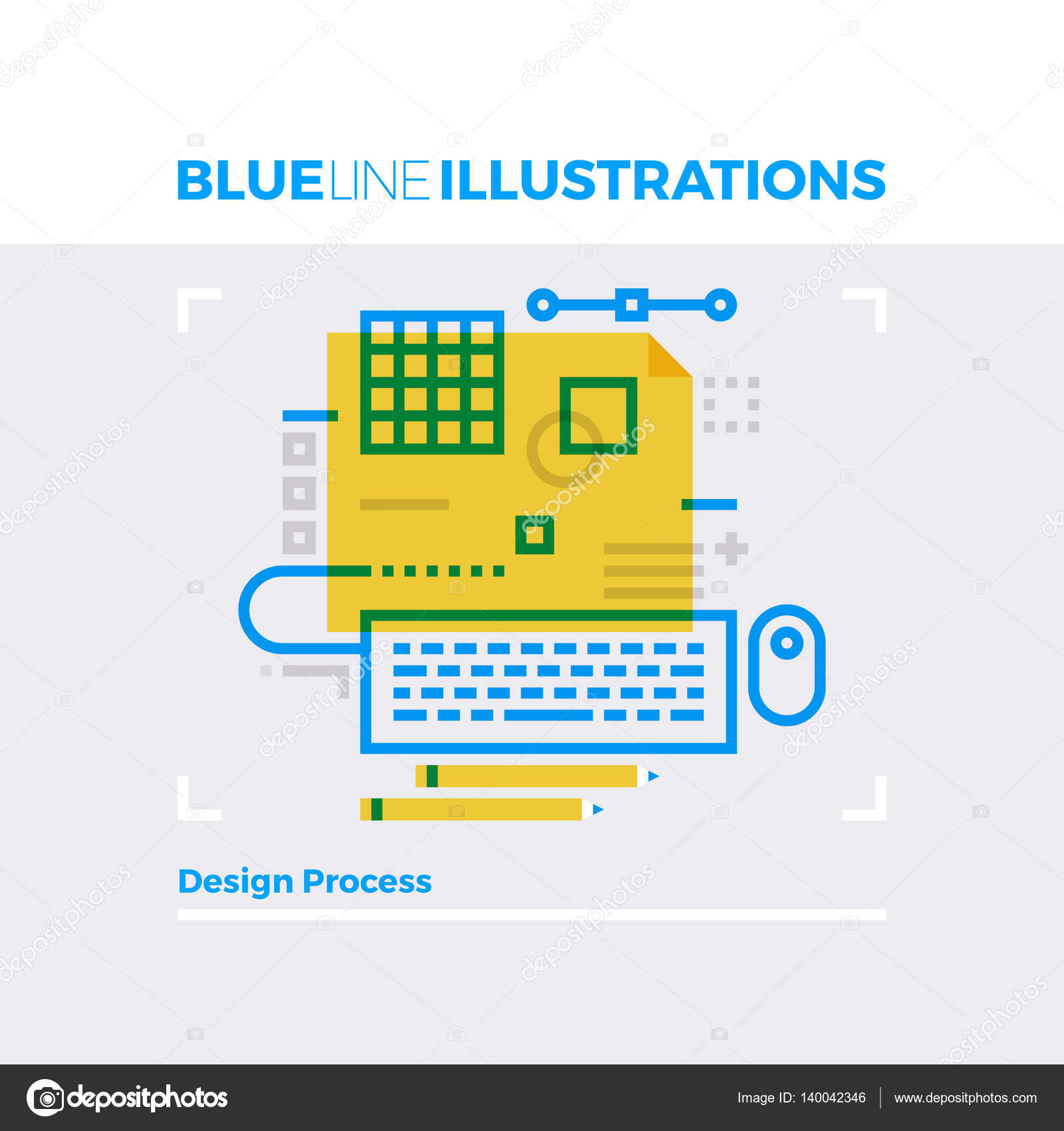 Design Process Blue Line Illustration Stock Vector by ©bloomua 140042346