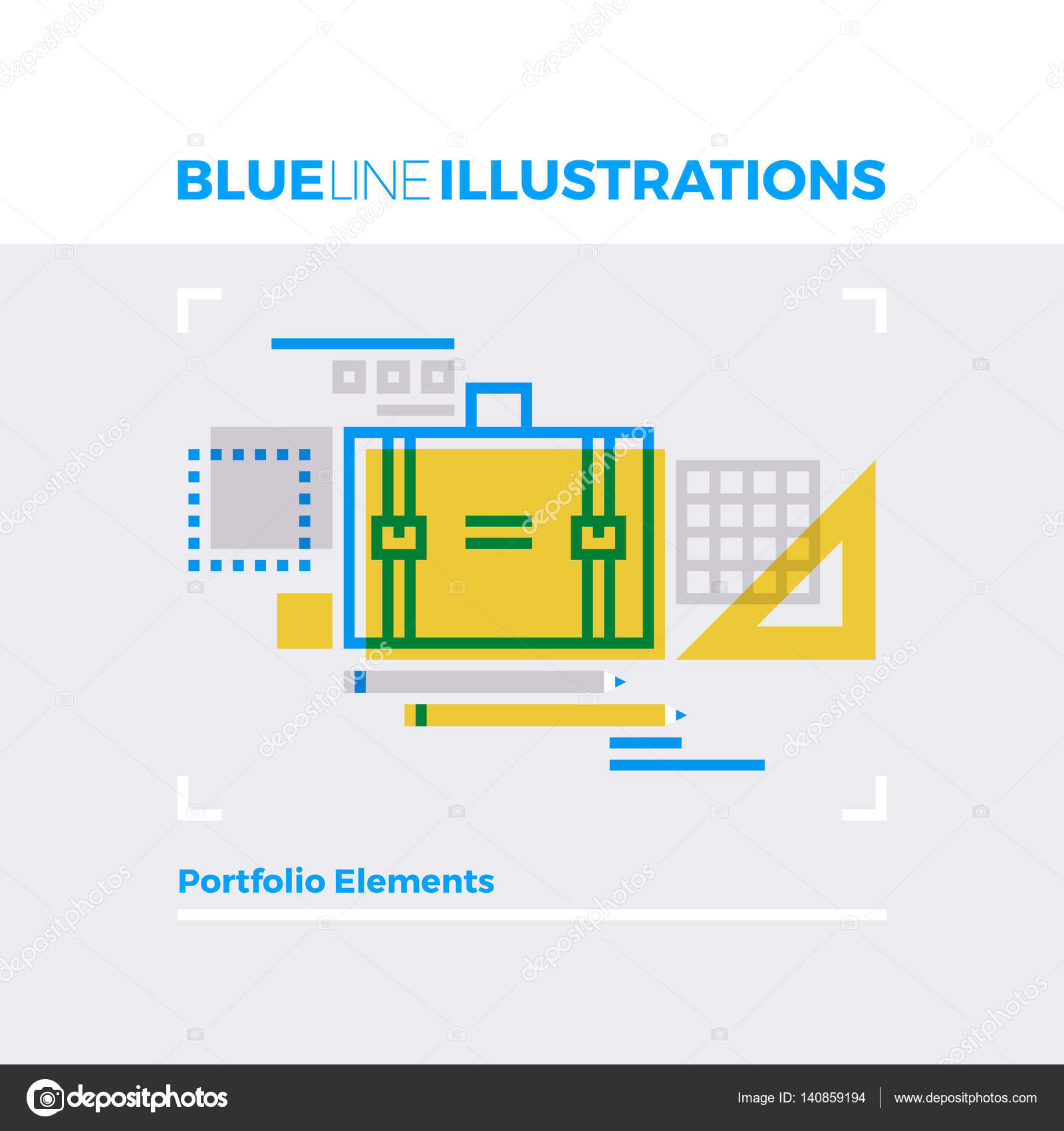 Portfolio Blue Line Illustration Stock Vector Image by ©bloomua #140859194