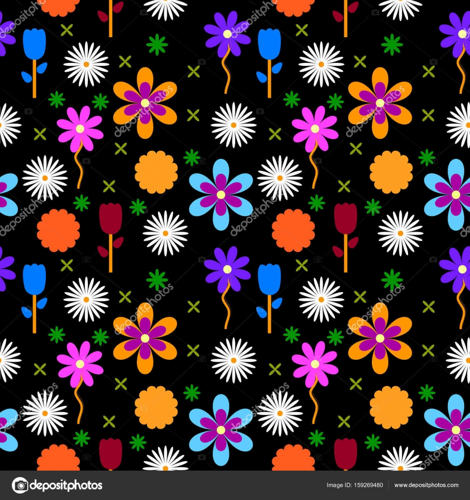 Colorful flowers background pattern. Stock Vector by ©konstsem 159269480