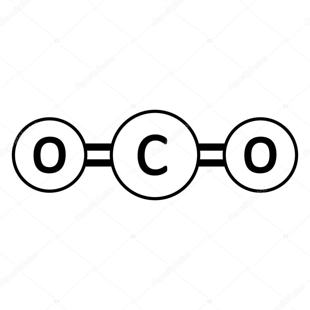 Icono de molécula de dióxido de carbono. 2023