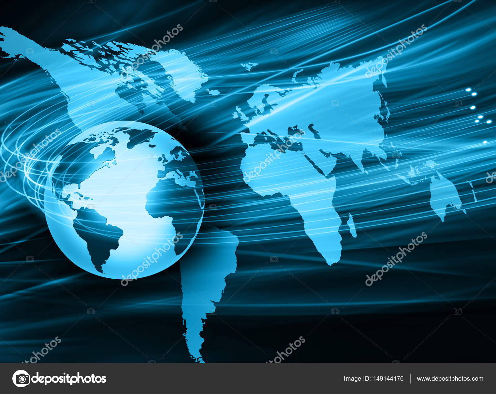 Best Internet Concept of global business. Globe, glowing lines on ...