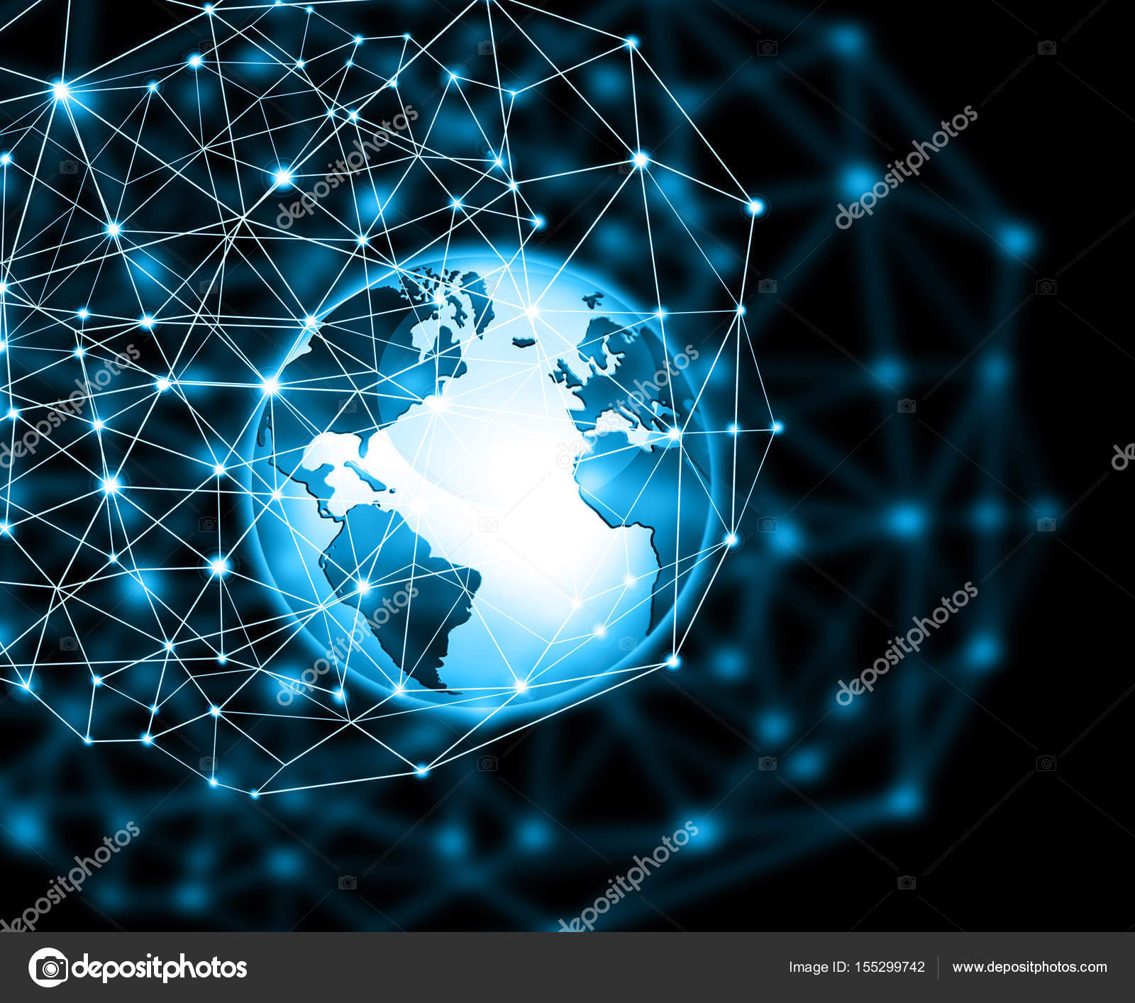 Best Internet Concept of global business. Globe, glowing lines on ...