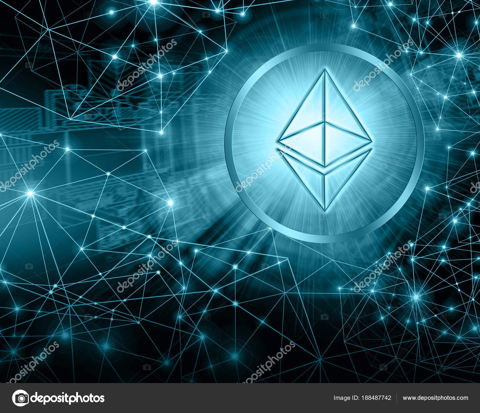 Digital currency Ethereum, futuristic digital money, Internet Concept of global business ...