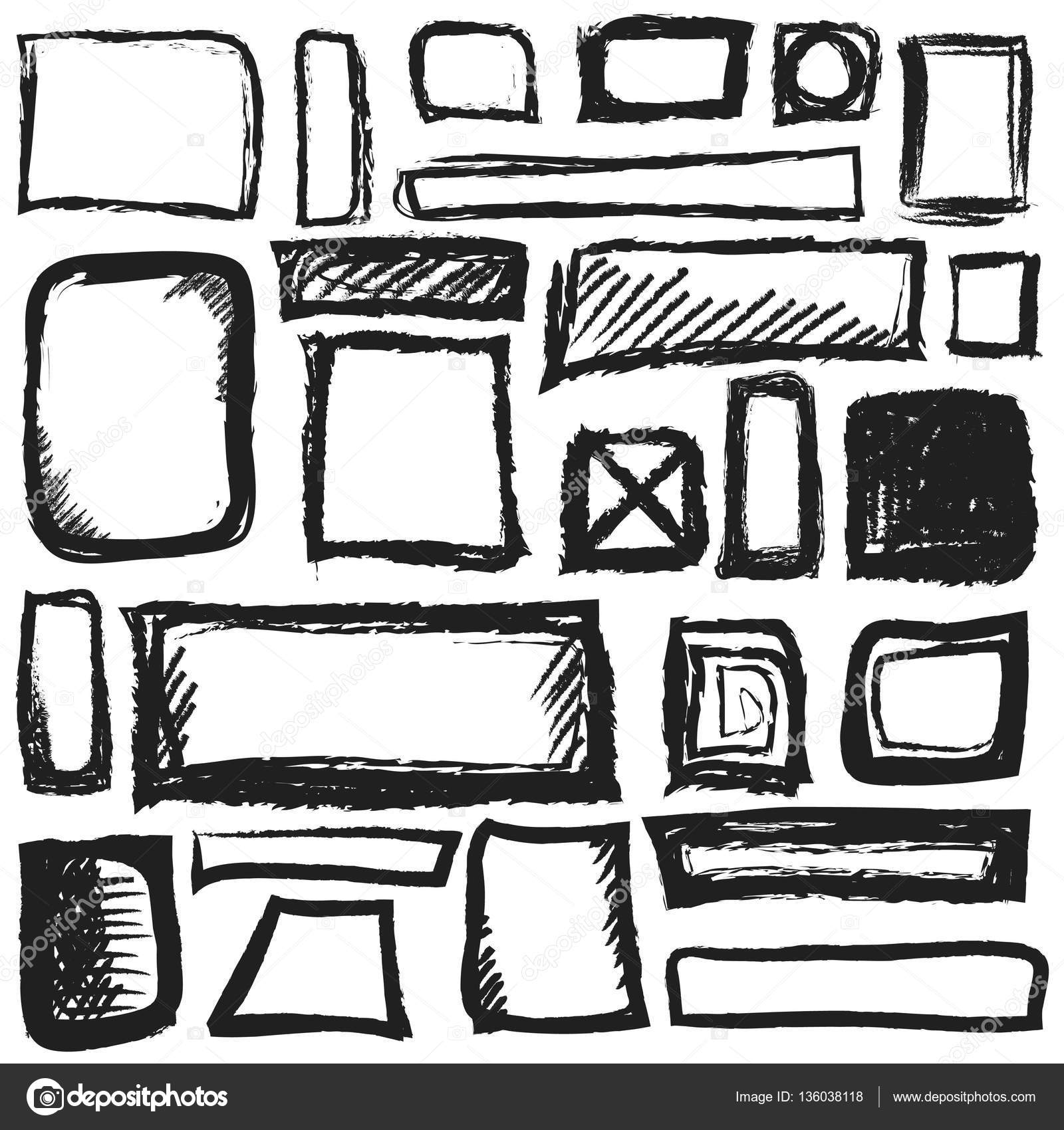 Set hand drawn different shapes square, design element Stock ...