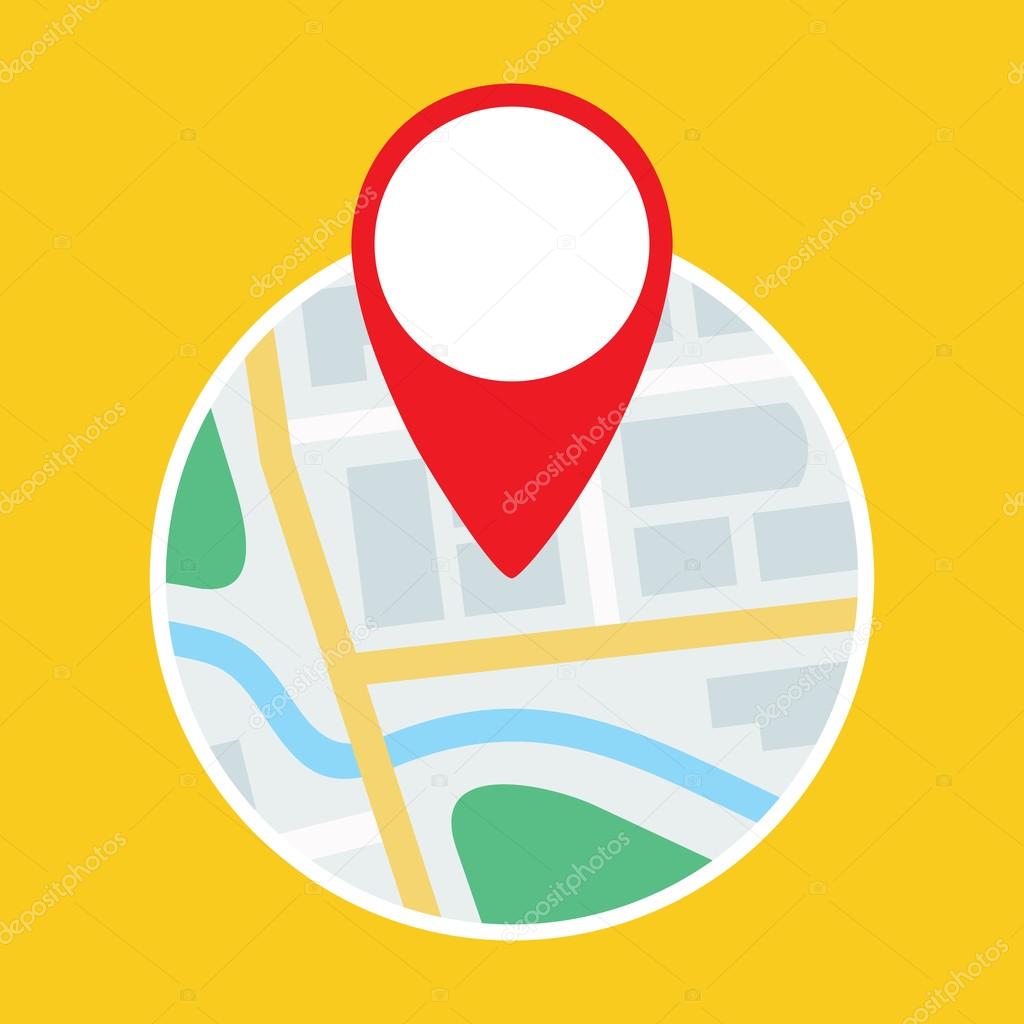 Mapa con Símbolo GPS Icono plano vector, gráfico vectorial © creativika ...