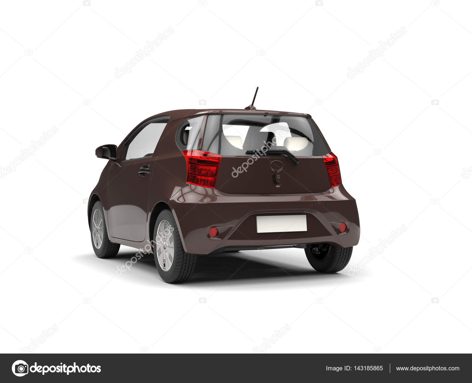 Brown modern compact urban electric car - back view — Stock Photo ...