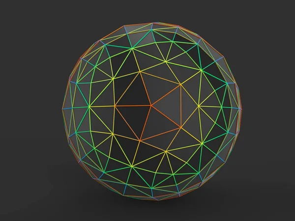 Black low poly sphere with colorful framework on it - Stock Image ...