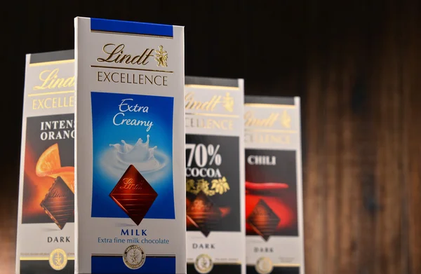 Lindt chocolate bars of different tastes isolated on white – Stock ...