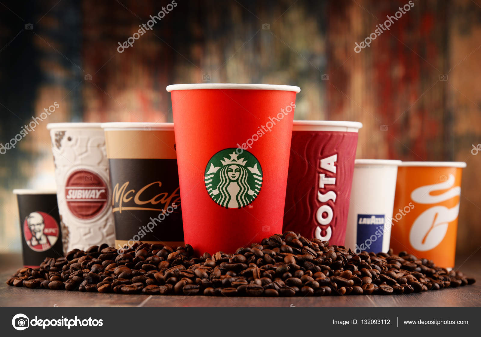 Composition with cups of major coffeehouse chains – Stock Editorial ...