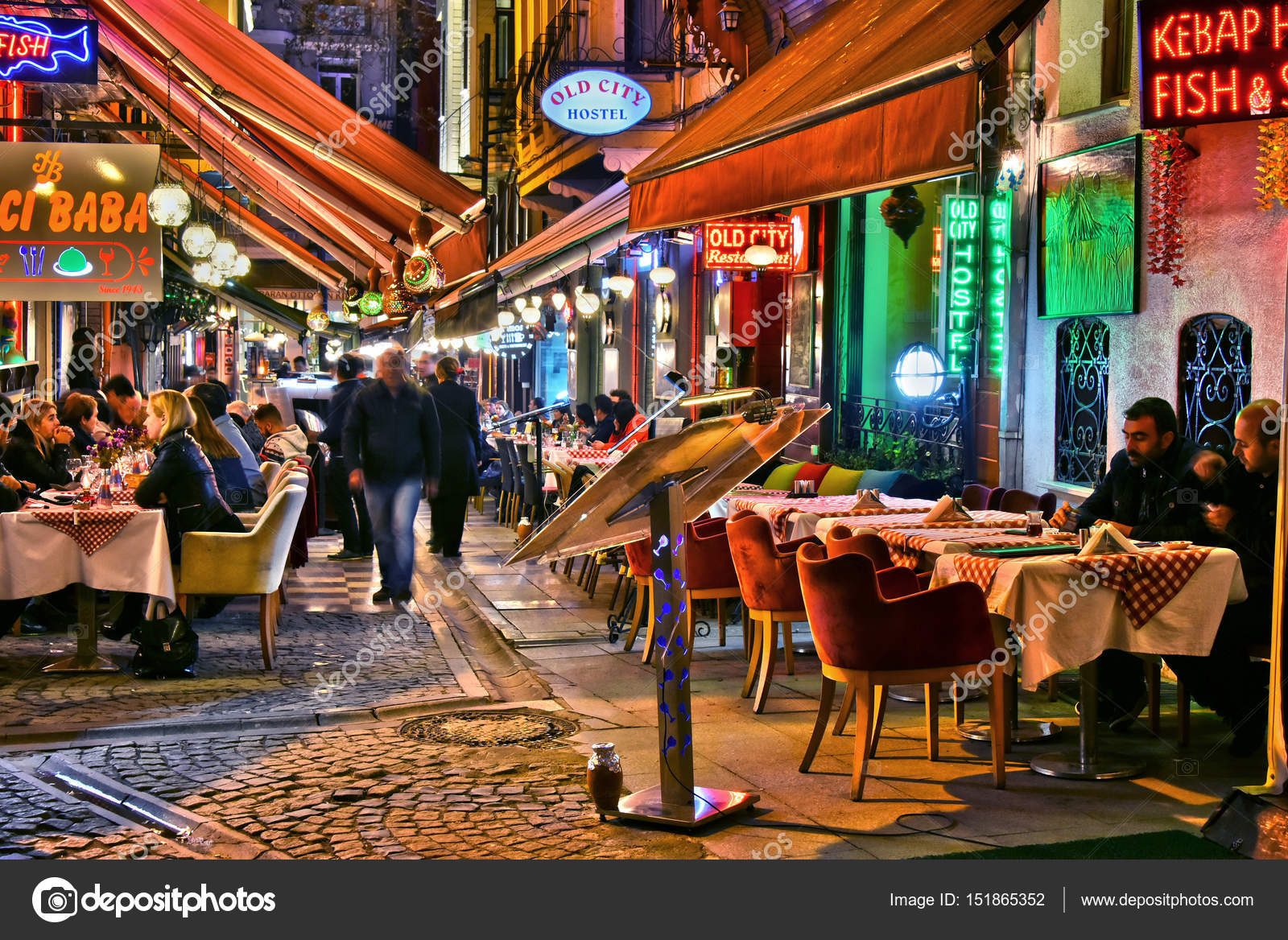 Restaurants in Istanbul by night – Stock Editorial Photo © monticello ...