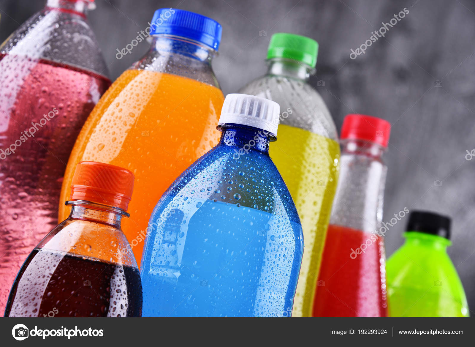 Plastic bottles of assorted carbonated soft drinks — Stock Photo ...