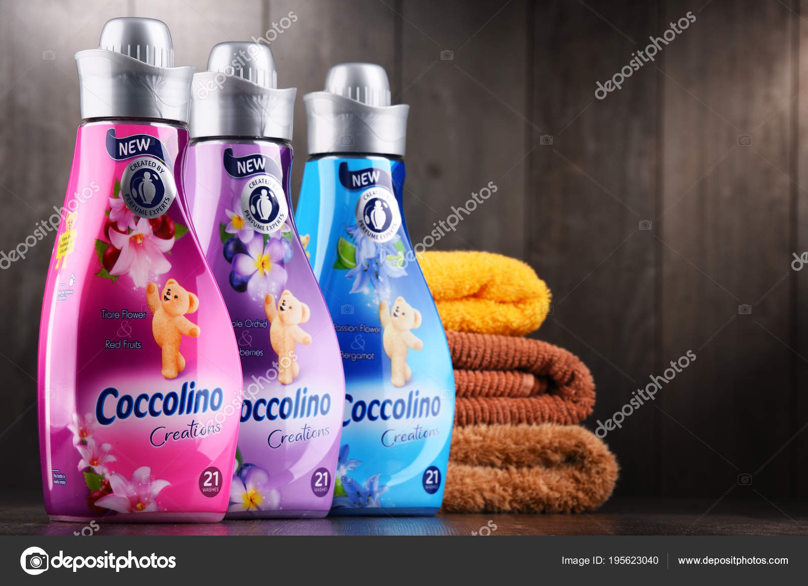 Bottles of liquid Coccolino fabric softener – Stock Editorial Photo ...