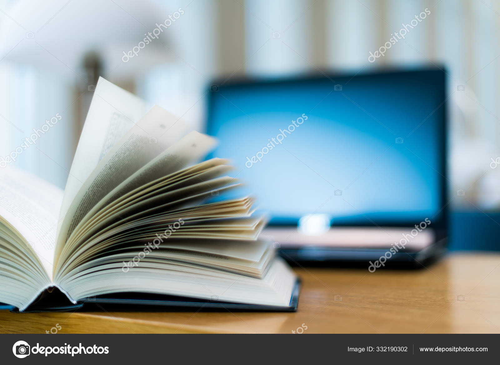 Open book lying on the table in the library — Stock Photo © monticello ...