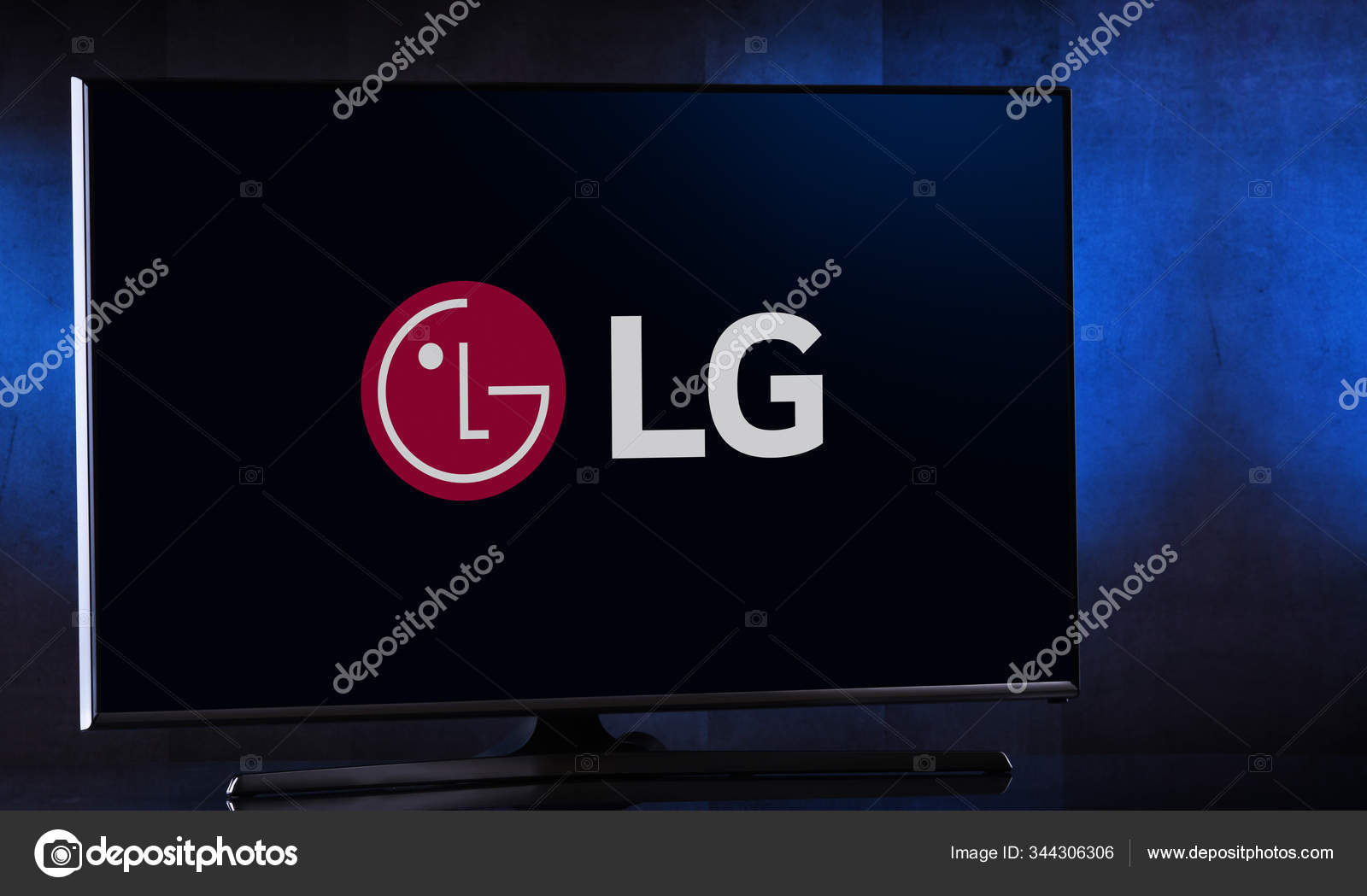 Flat-screen TV set displaying logo of LG — Stock Editorial Photo ...
