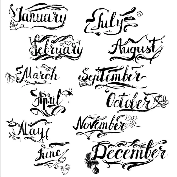 Months of calligraphy imágenes de stock de arte vectorial | Depositphotos