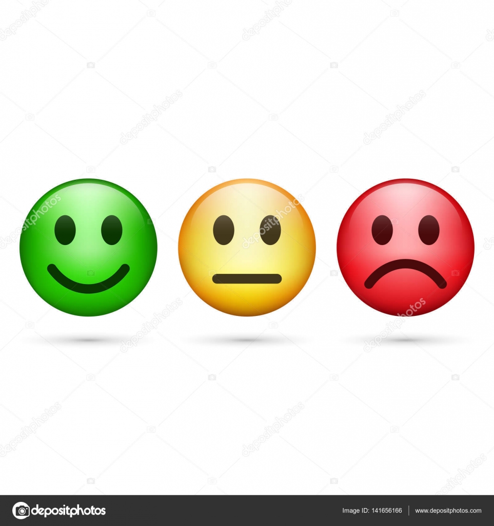Émoticônes souriantes icône positive, neutre et négative, vecteur ...
