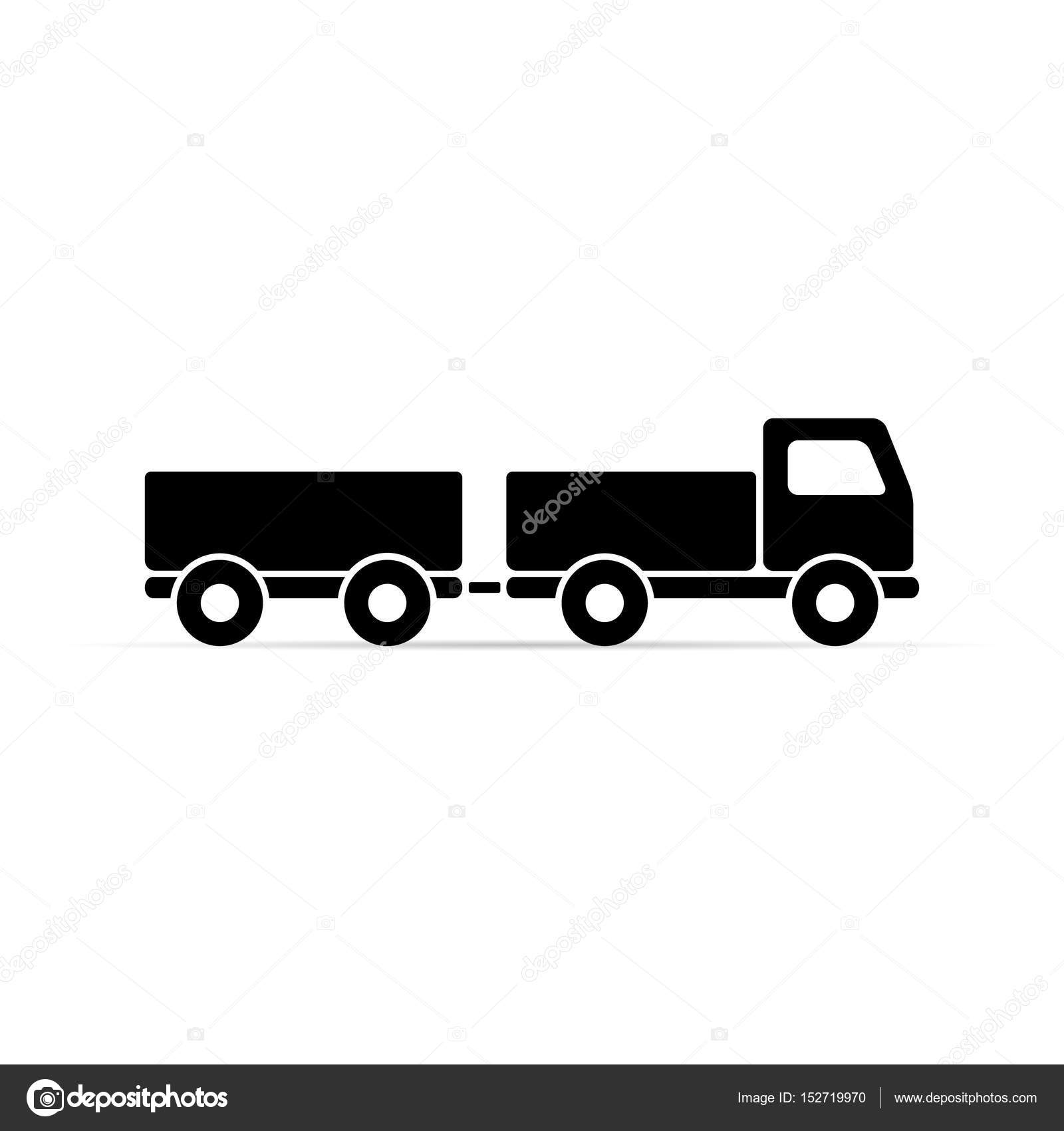 Truck with trailer icon, vector isolated delivery transport symbol ...