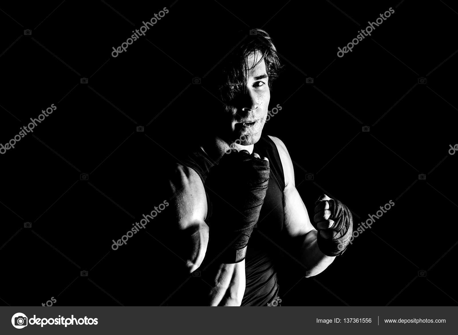 Muscular kickbox fighter — Stock Photo © DimaGavrish #137361556