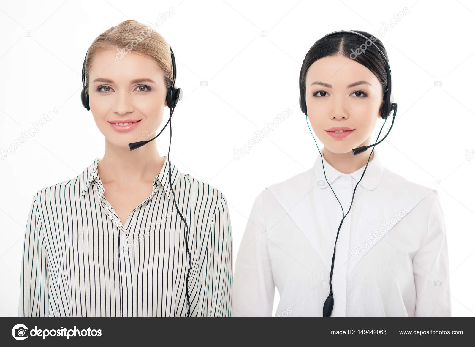 Call center operators in headsets Stock Photo by ©TarasMalyarevich 149449068