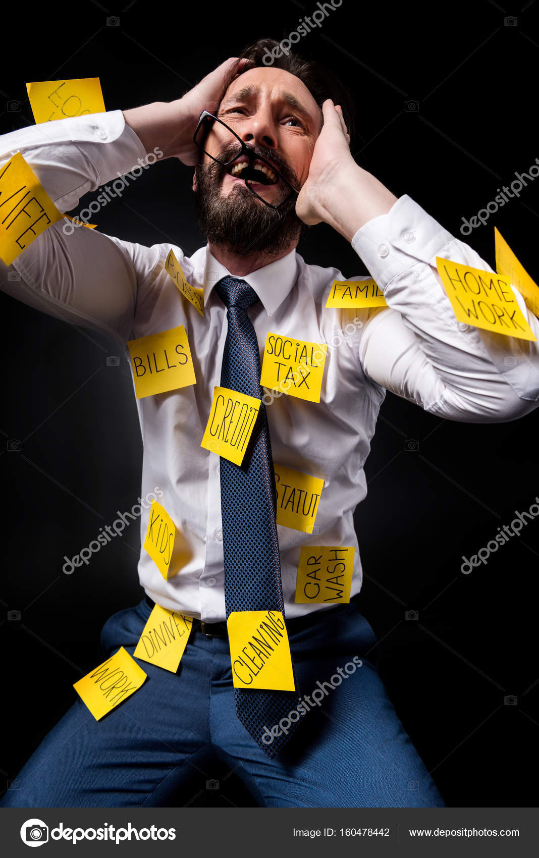 Stressed businessman with sticky notes Stock Photo by ©TarasMalyarevich ...