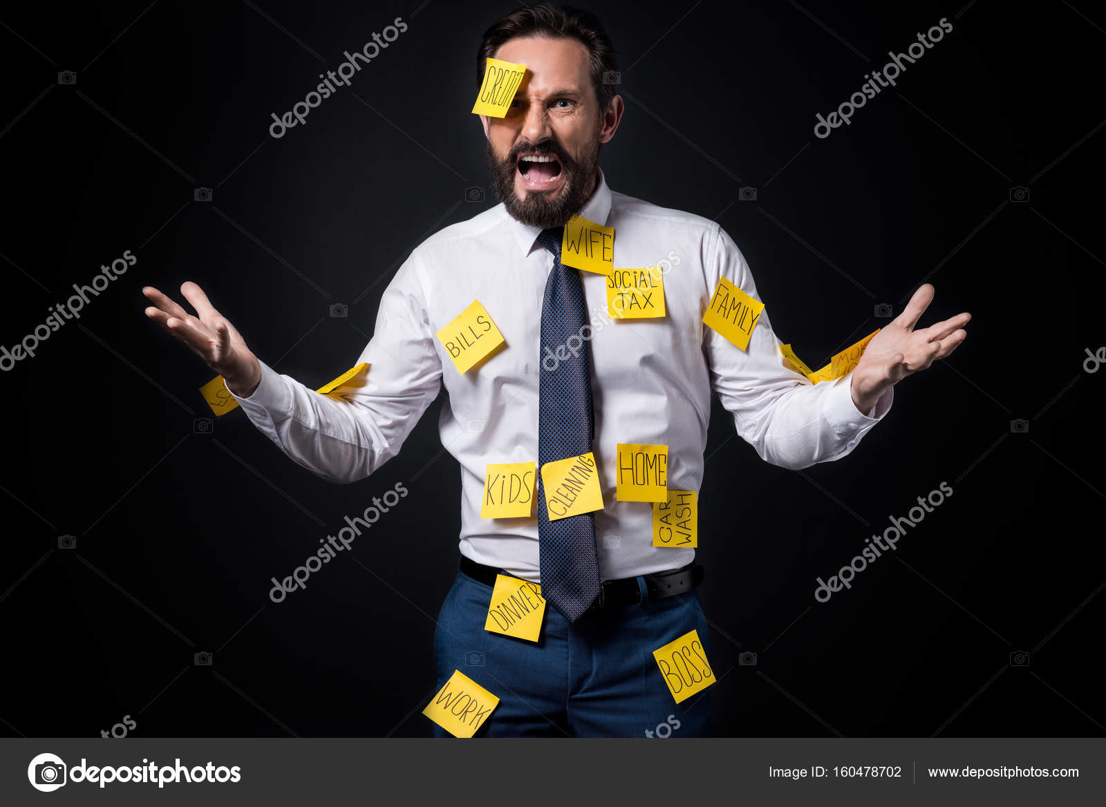 Stressed businessman with sticky notes — Stock Photo © TarasMalyarevich ...