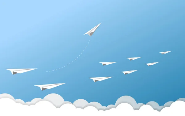 Paper red airplane as a leader among white airplane , leadership ...