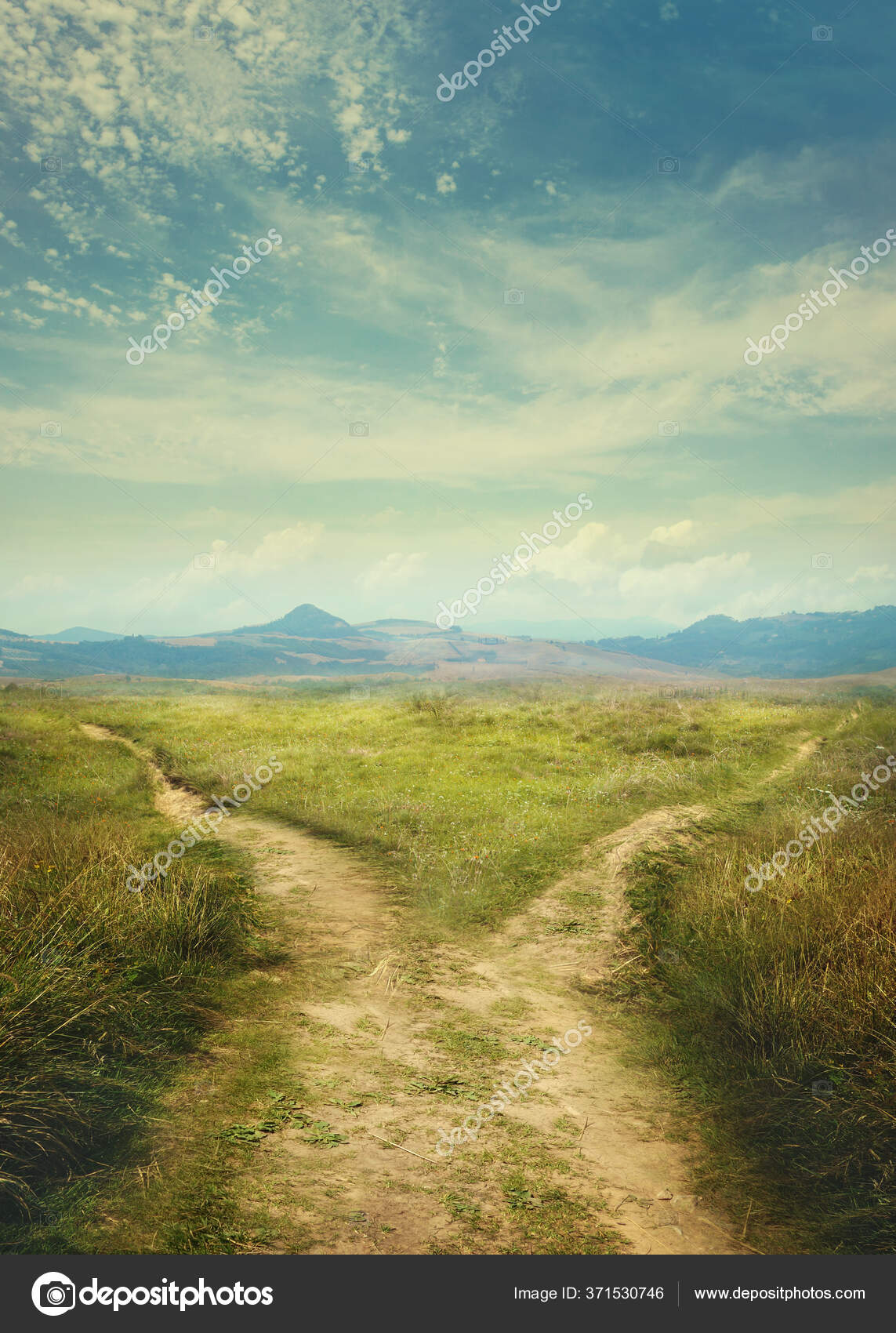 Road Splitting Two Ways Fork Road Stock Photo by ©Elena Schweitzer ...