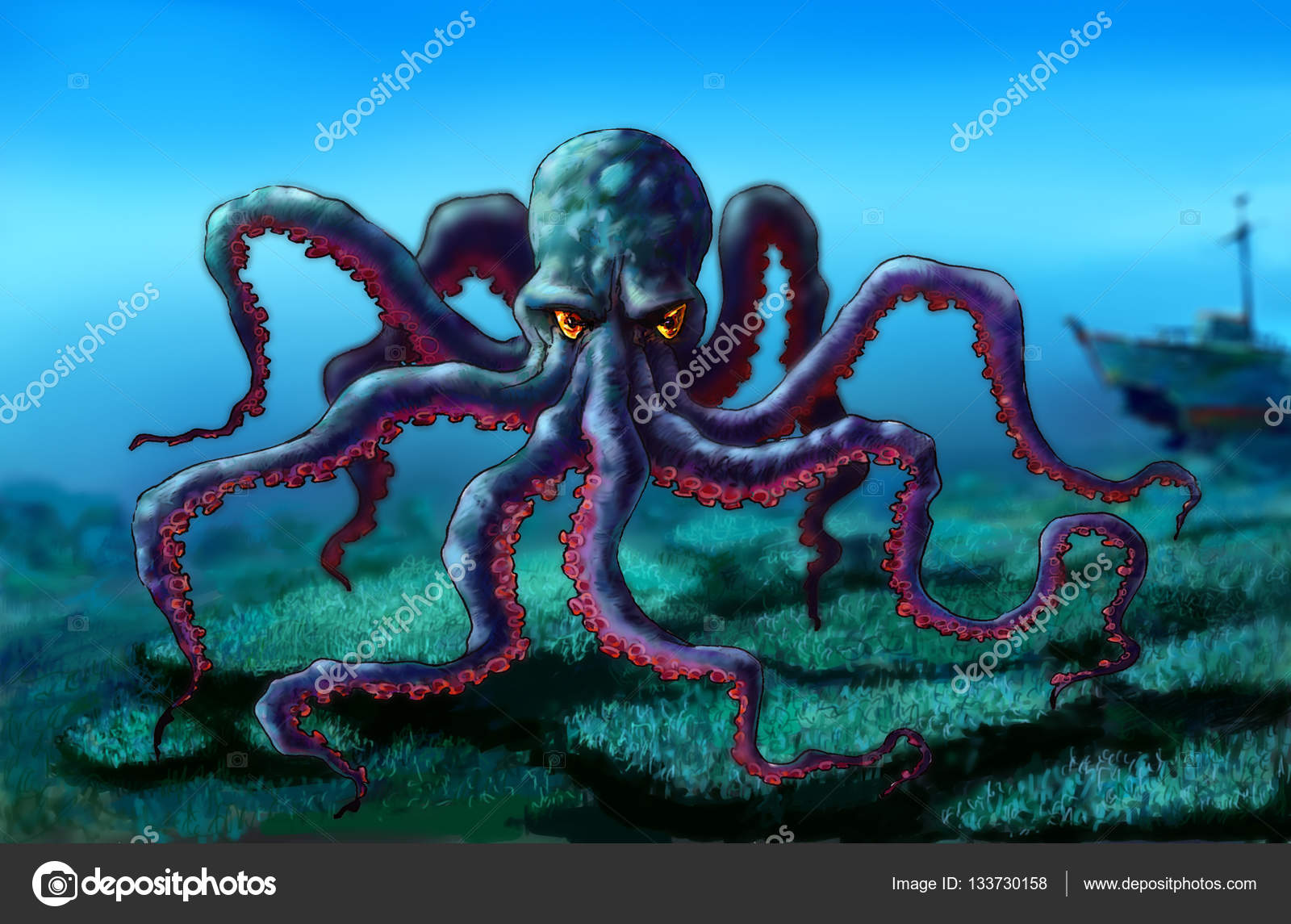 Drawing figure octopus. — Stock Photo © lomakaster #133730158