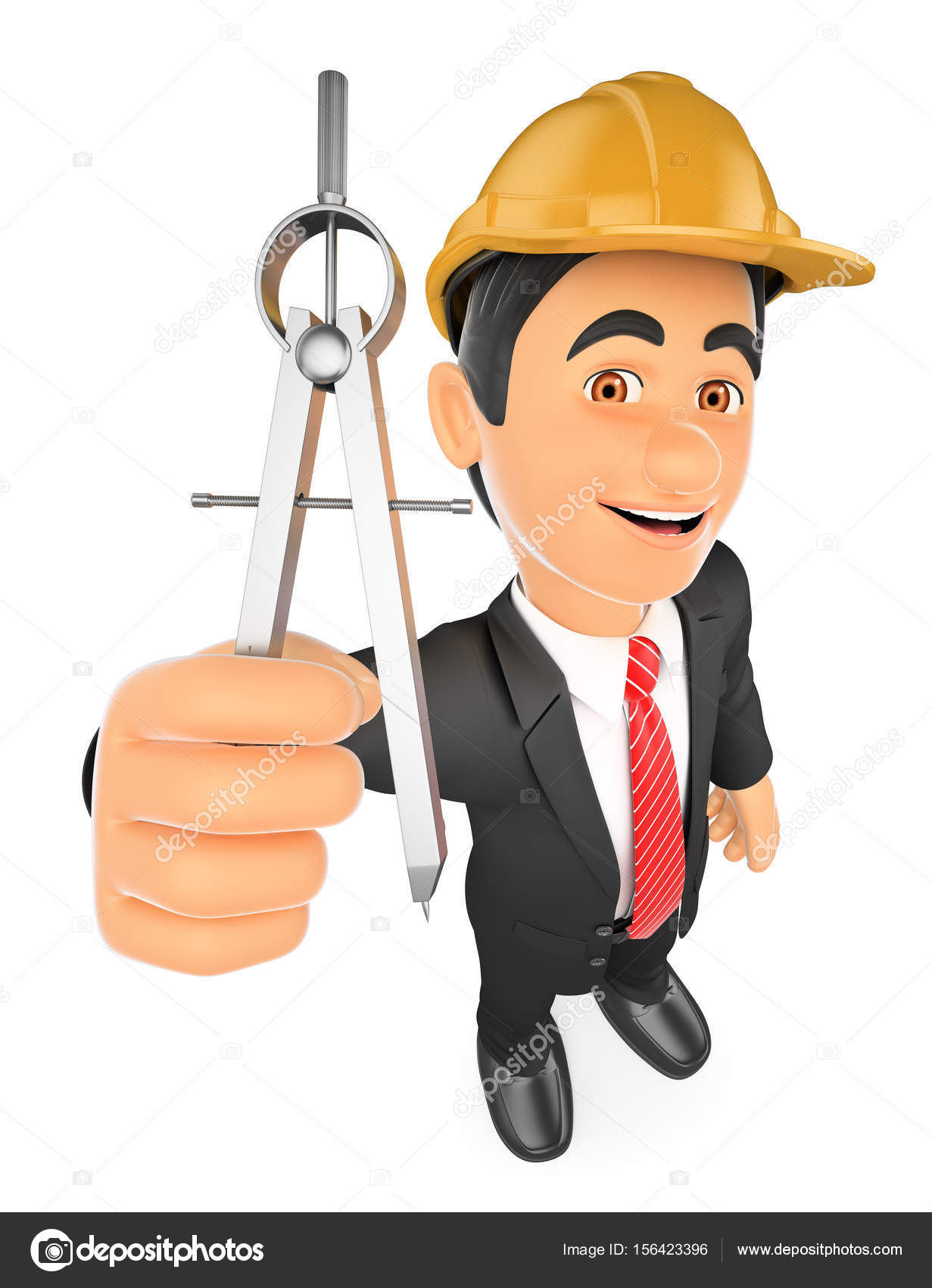 3D Architect with a compass Stock Illustration by ©real_texelart #156423396