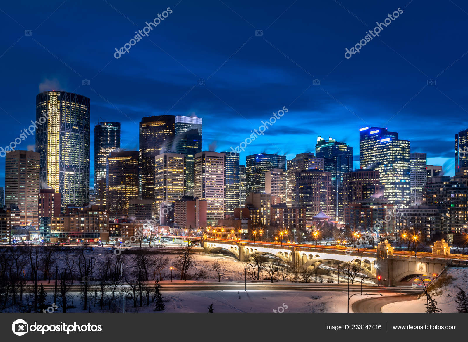 Calgary Skyline Freezing Winter Evening – Stock Editorial Photo ...