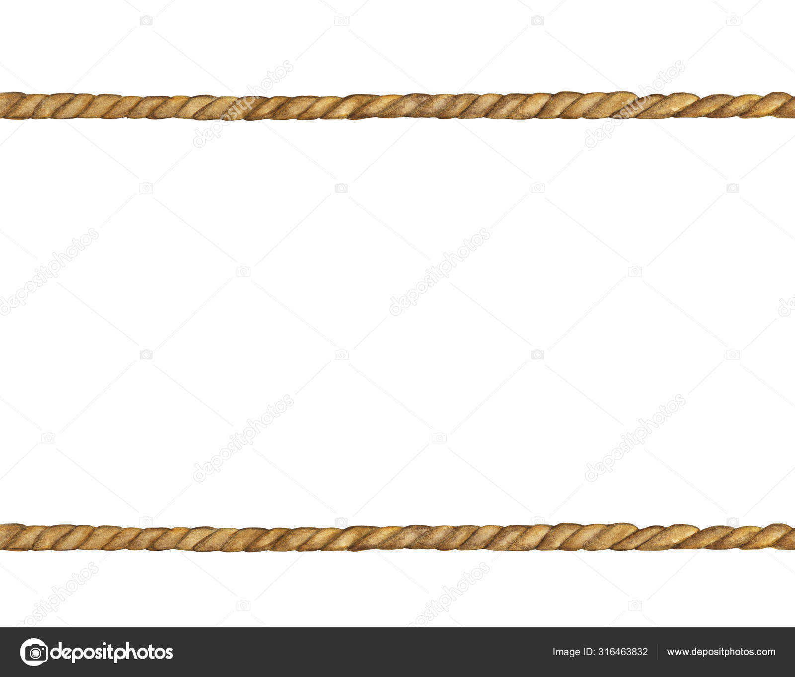 Watercolor Painting Brown Rope Frame White Background Stock Photo by ...