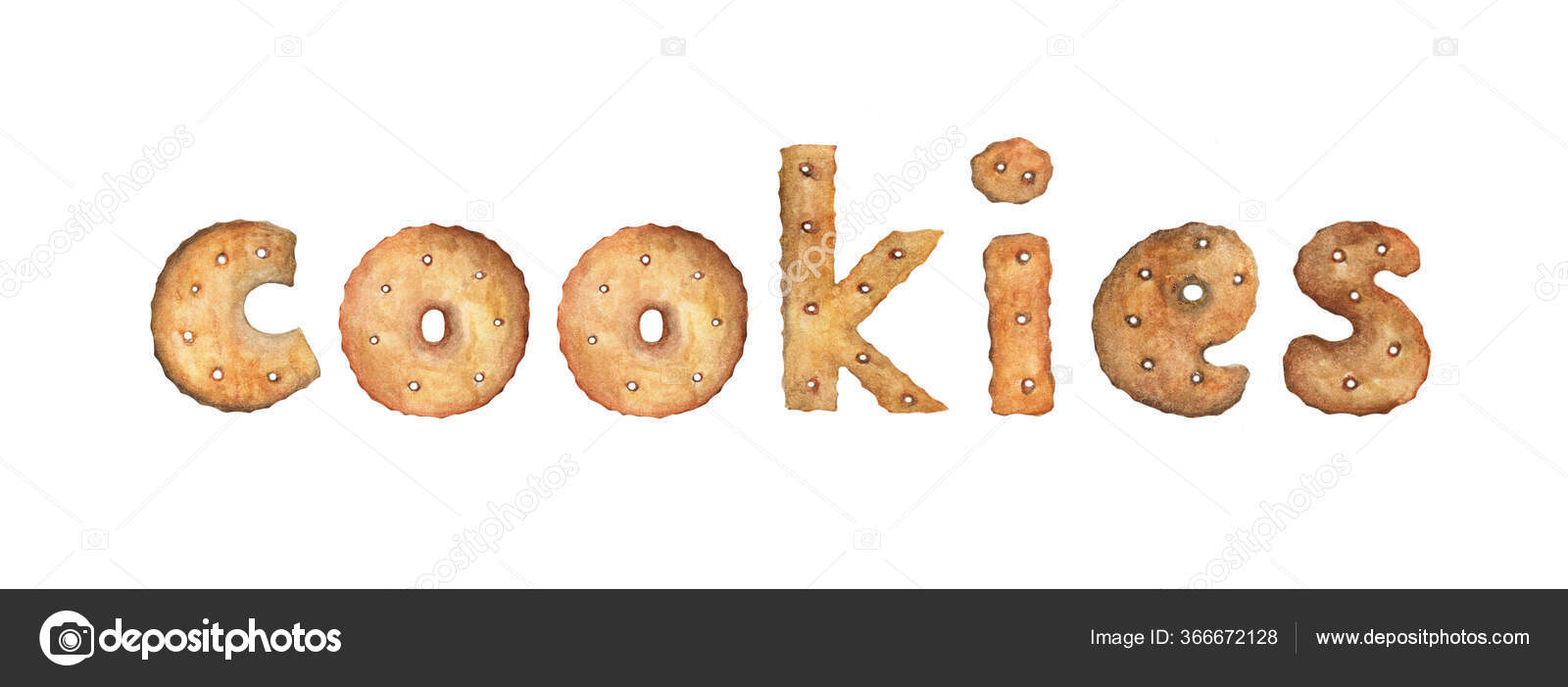 Word Cookies Made Real Cookies Hand Drawn Watercolor Painting Isolated ...